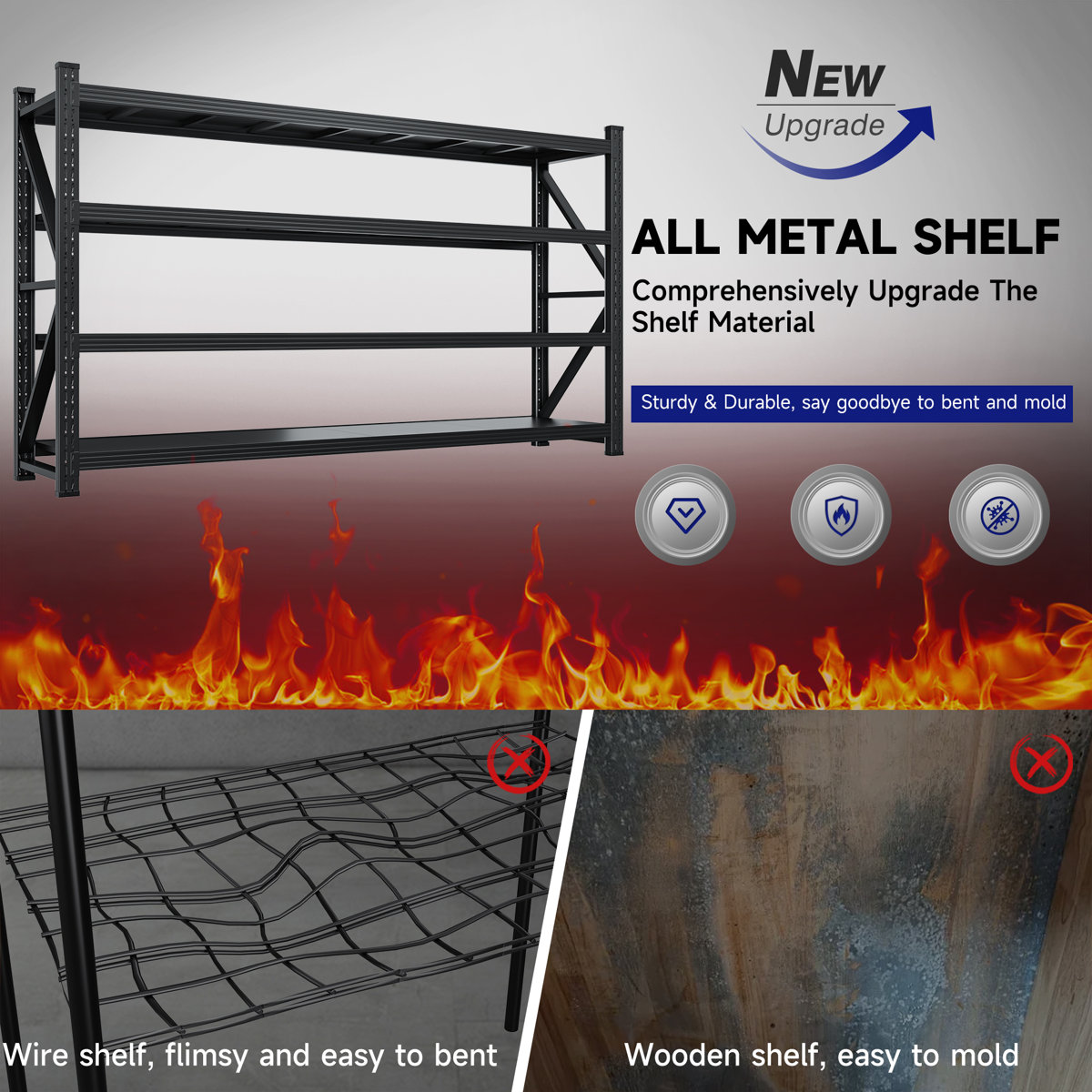 Rebrilliant Heavy Duty 4-Tier Steel Shelves - Adjustable Storage Rack ...