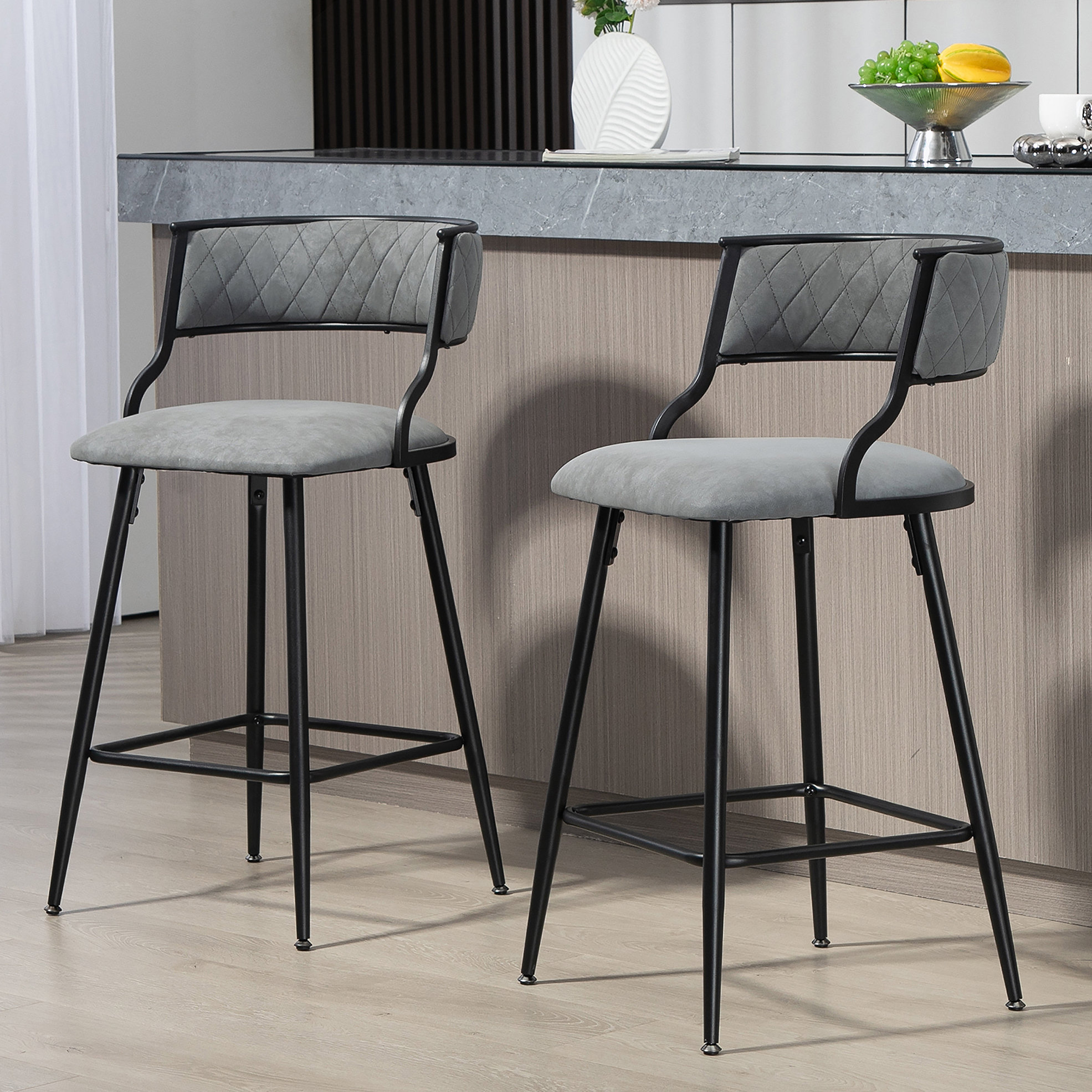 Mercer41 Drake 26" Fabric Upholstered Bar Stool | Wayfair