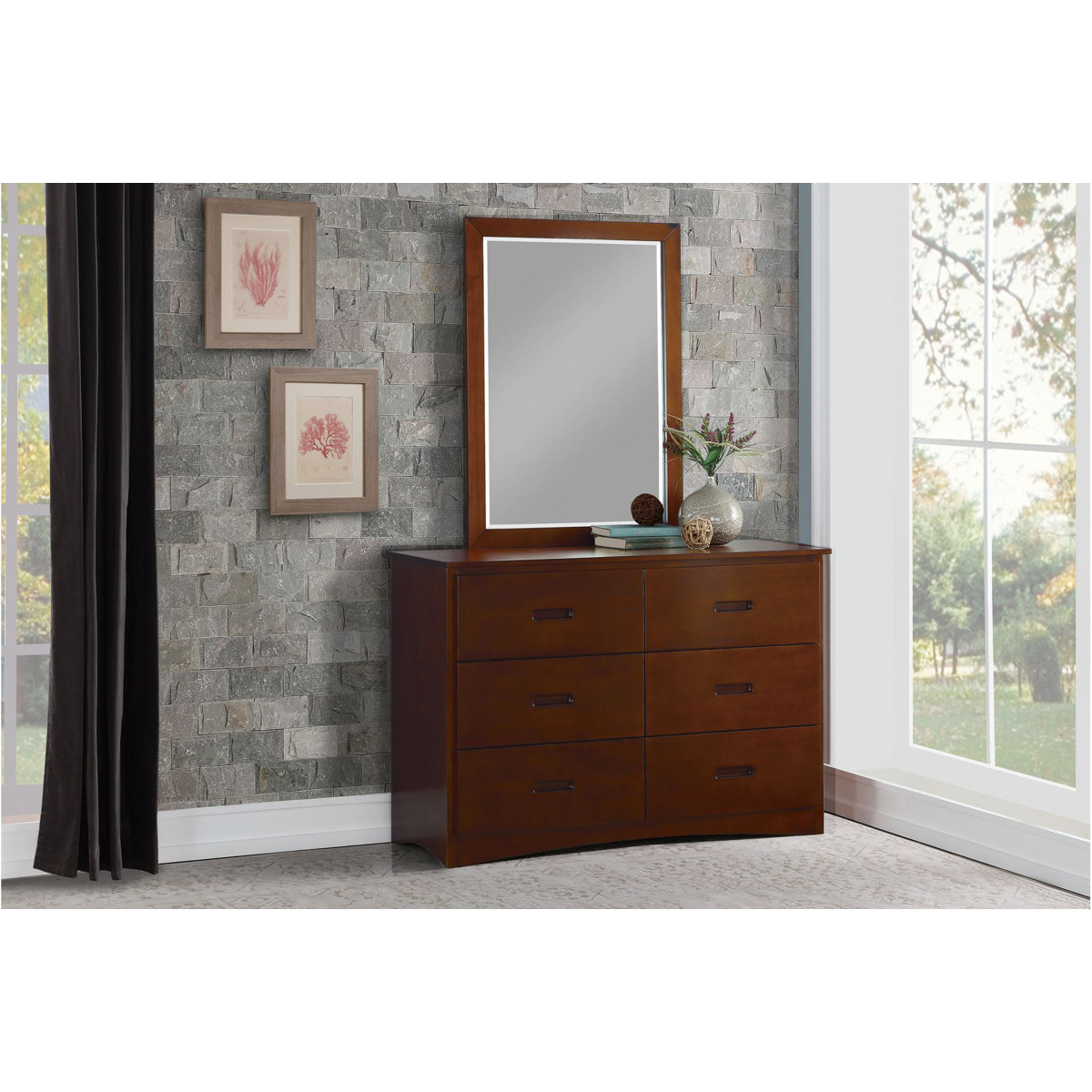 Harriet Bee Giya 4-1_Katya Dark-Cherry Twin Over Twin With Storage ...