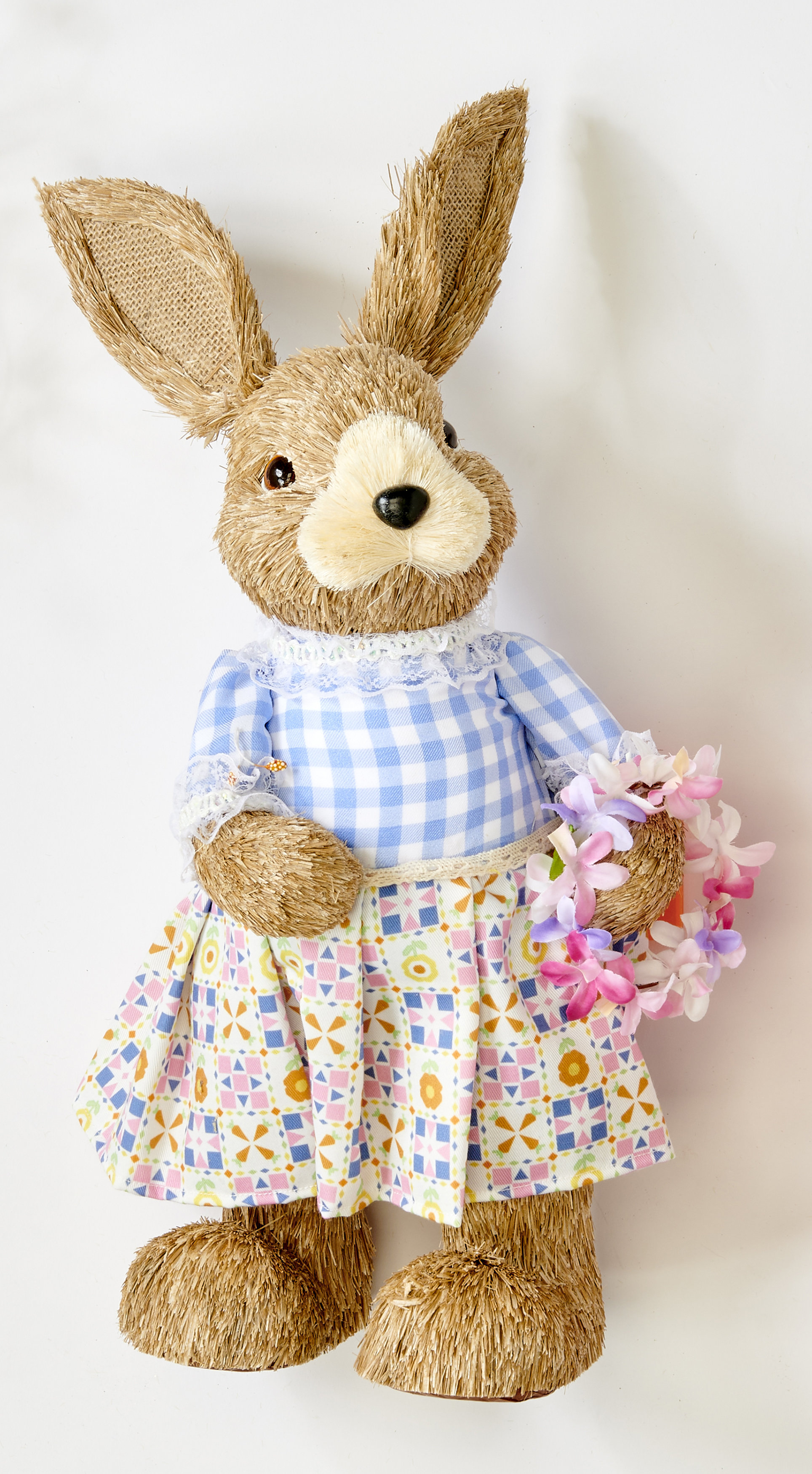 Ophelia & Co. 20" Natural Sisal Standing Easter Bunny Holding Wreath ...