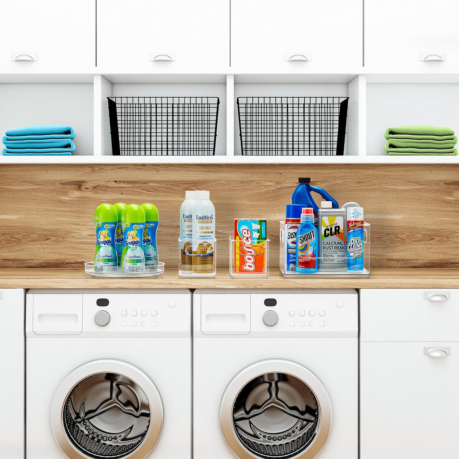 Sorbus 4 Piece Clear Stackable Laundry Supplies Organizer Set with ...
