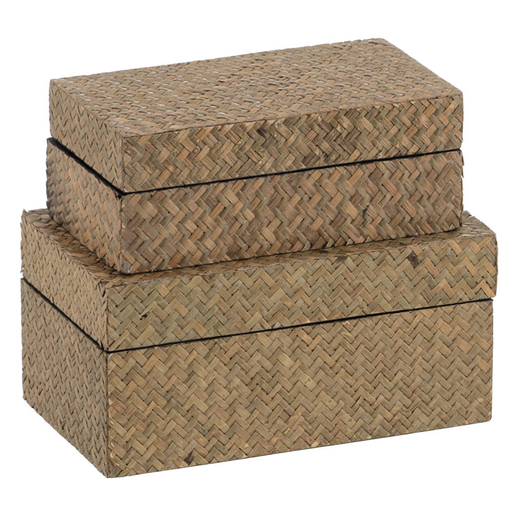 Bay Isle Home Wood 2 Piece Organiser Boxes Set | Wayfair.co.uk