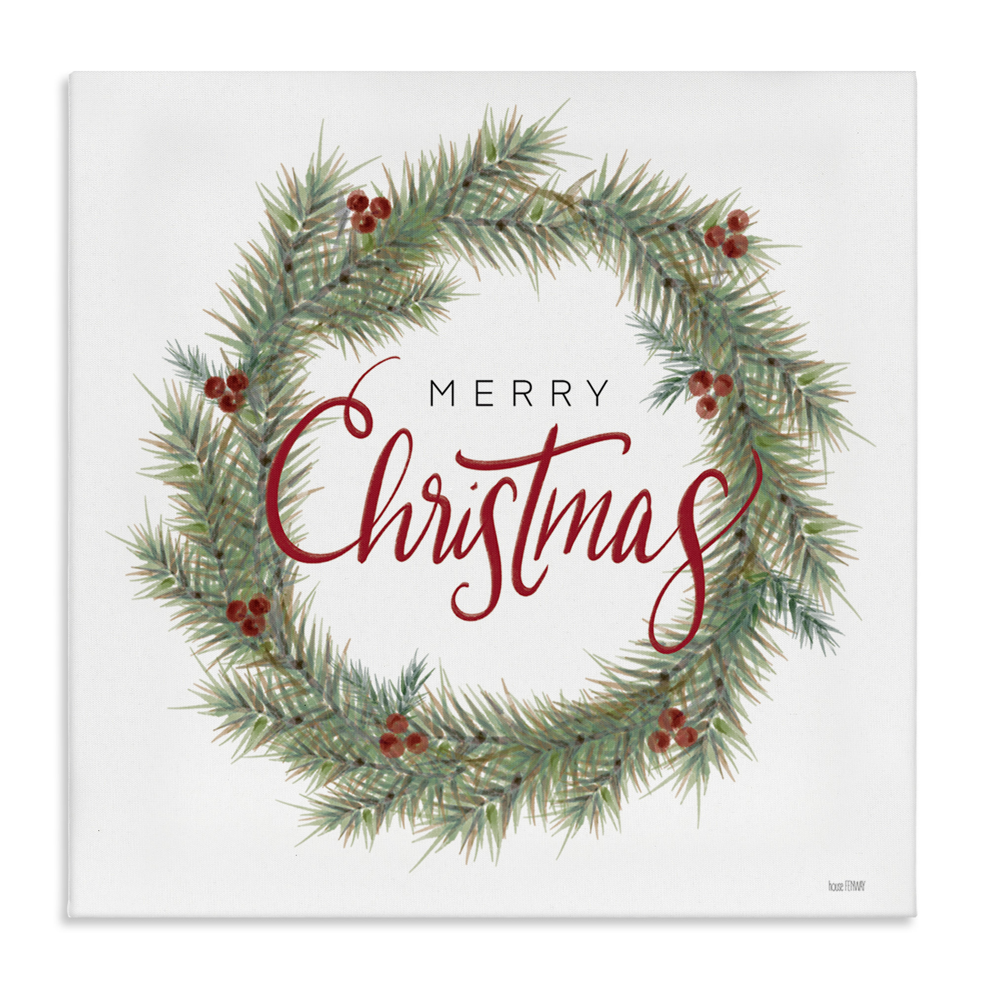 The Holiday Aisle® Traditional Merry Wreath Canvas Wall Art by House ...