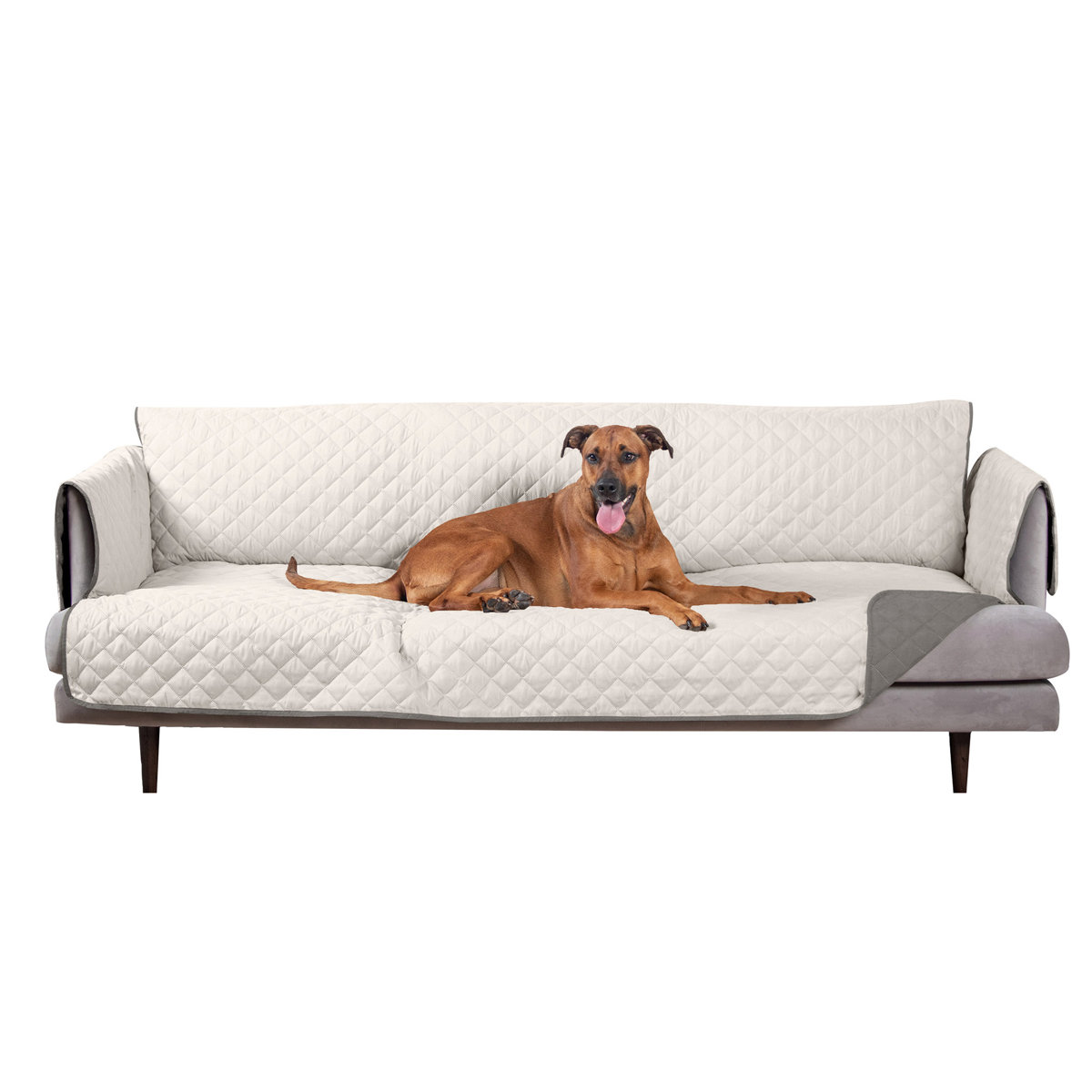 FurHaven Water Resistant Reversible Sofa Cover Furniture Protector ...