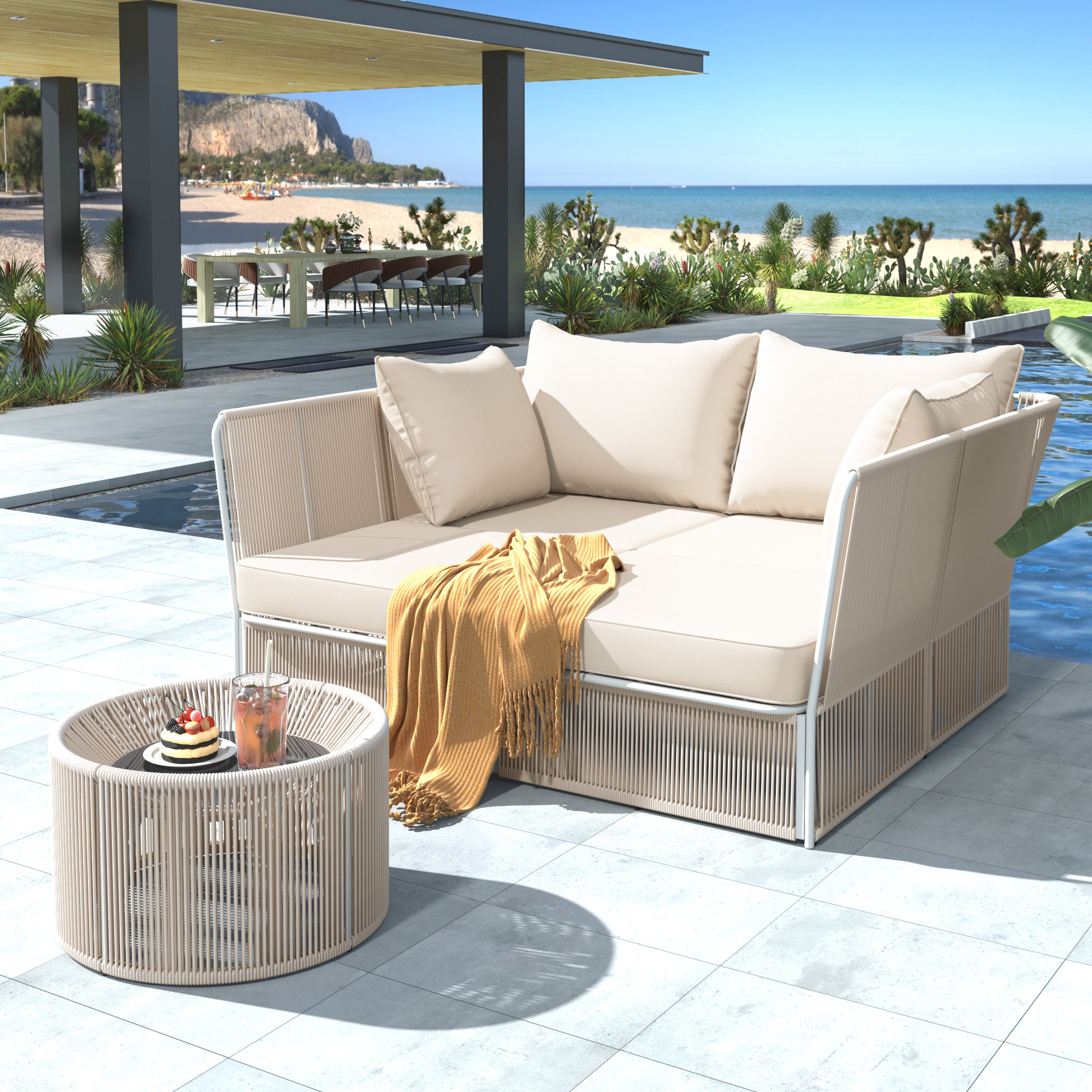 Wrought Studio Kaien 67.03'' Metal Outdoor Patio Daybed | Wayfair