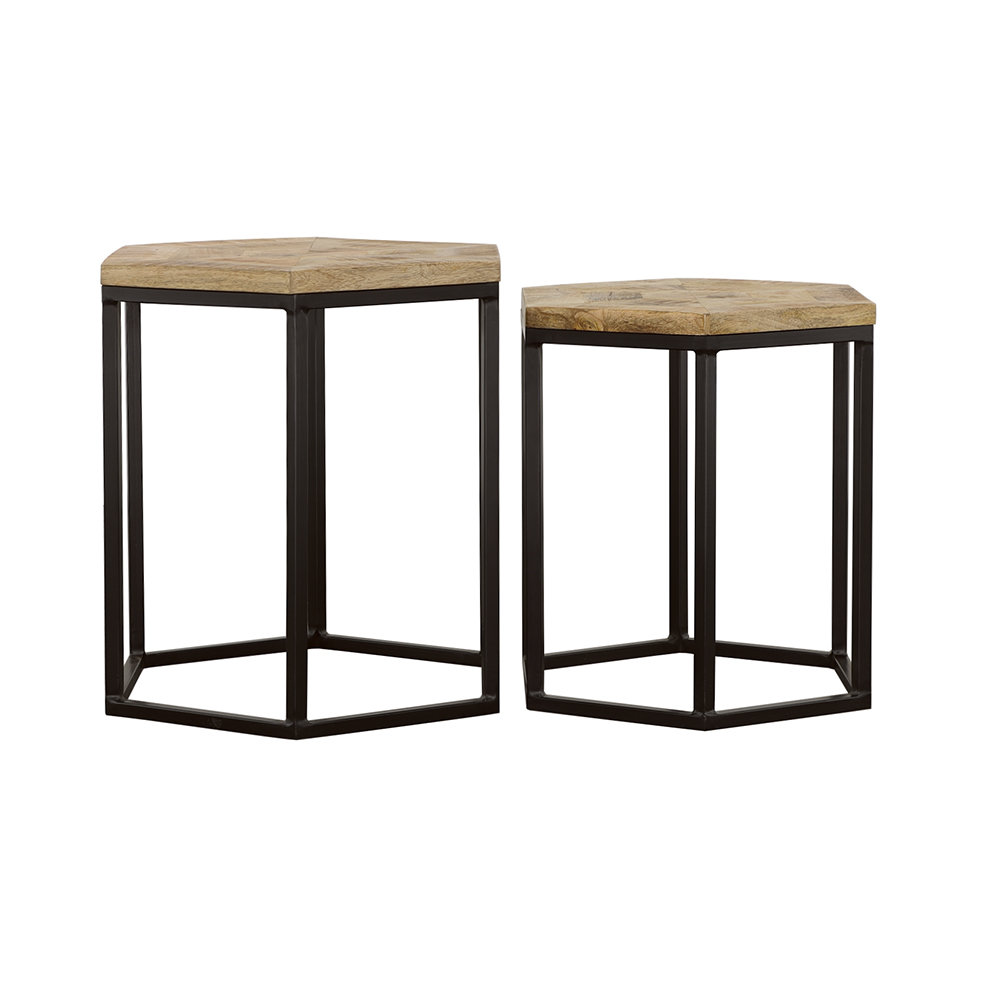 Loon Peak Katalea 2-Piece Hexagon Nesting Tables Natural And Black ...
