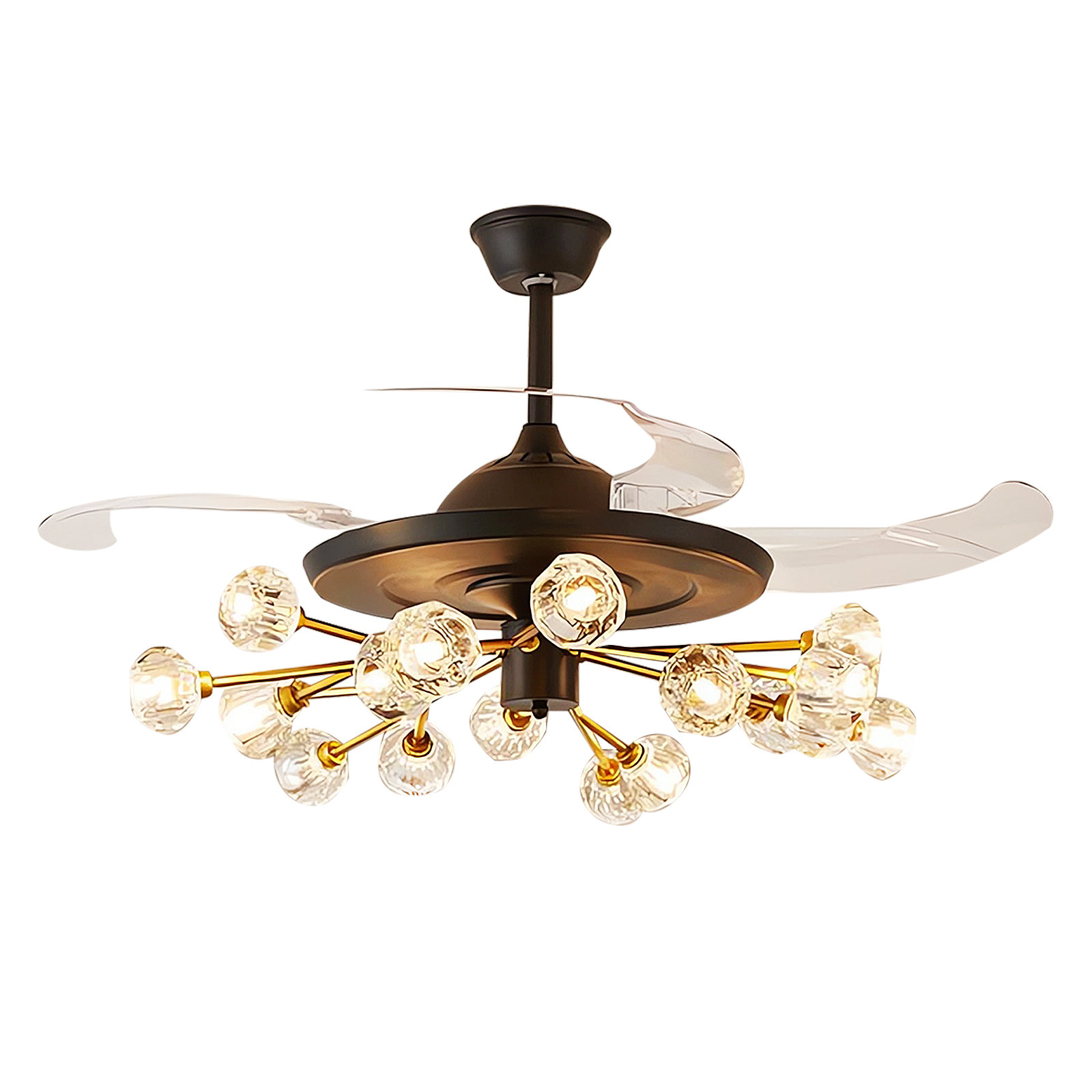 House of Hampton® Crystal Sputnik Ceiling Fan with 18 Lights and Remote ...