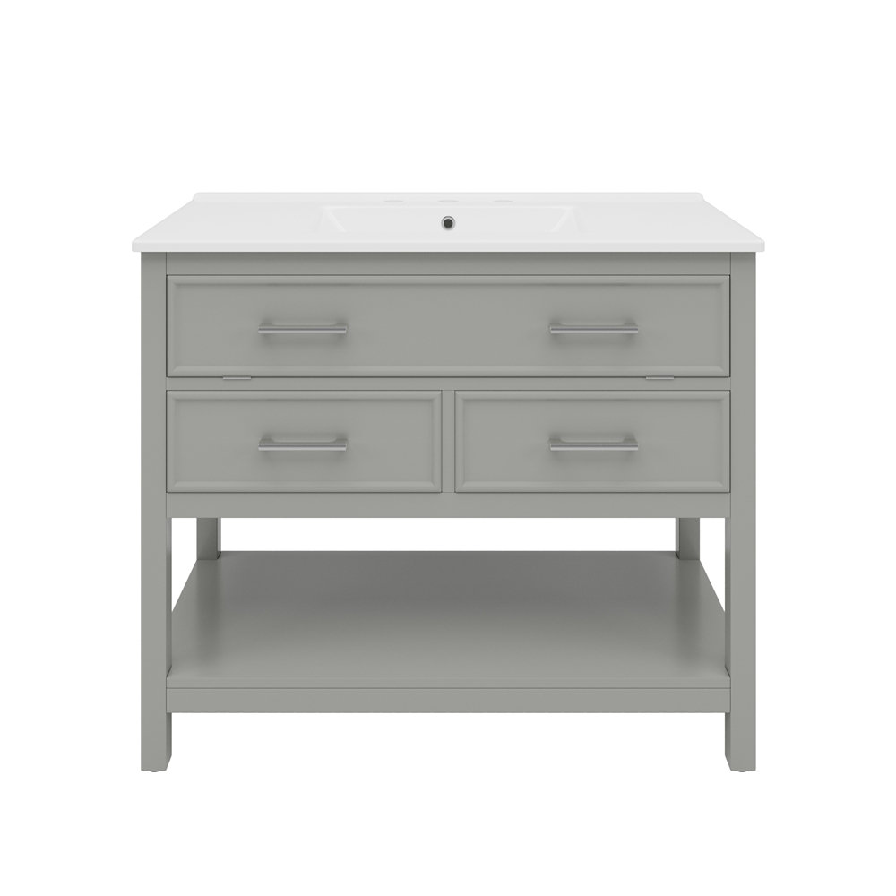 Ebern Designs Bathroom Vanity with Ceramic Sink Tip-Out Tray 2 Full ...