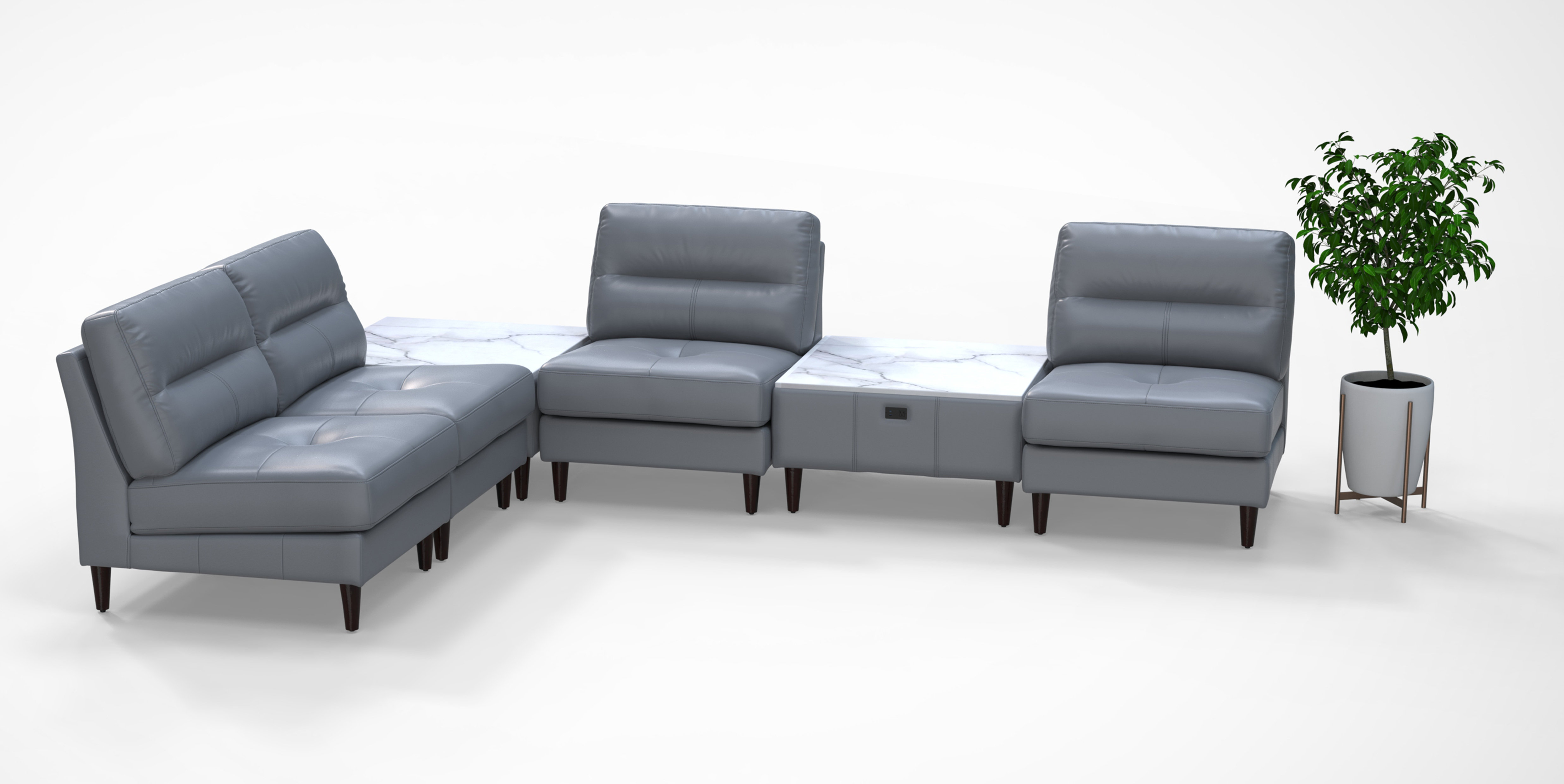 Reunion 4 Person Waiting Room Reception Chairs with Charging Tables Set ...