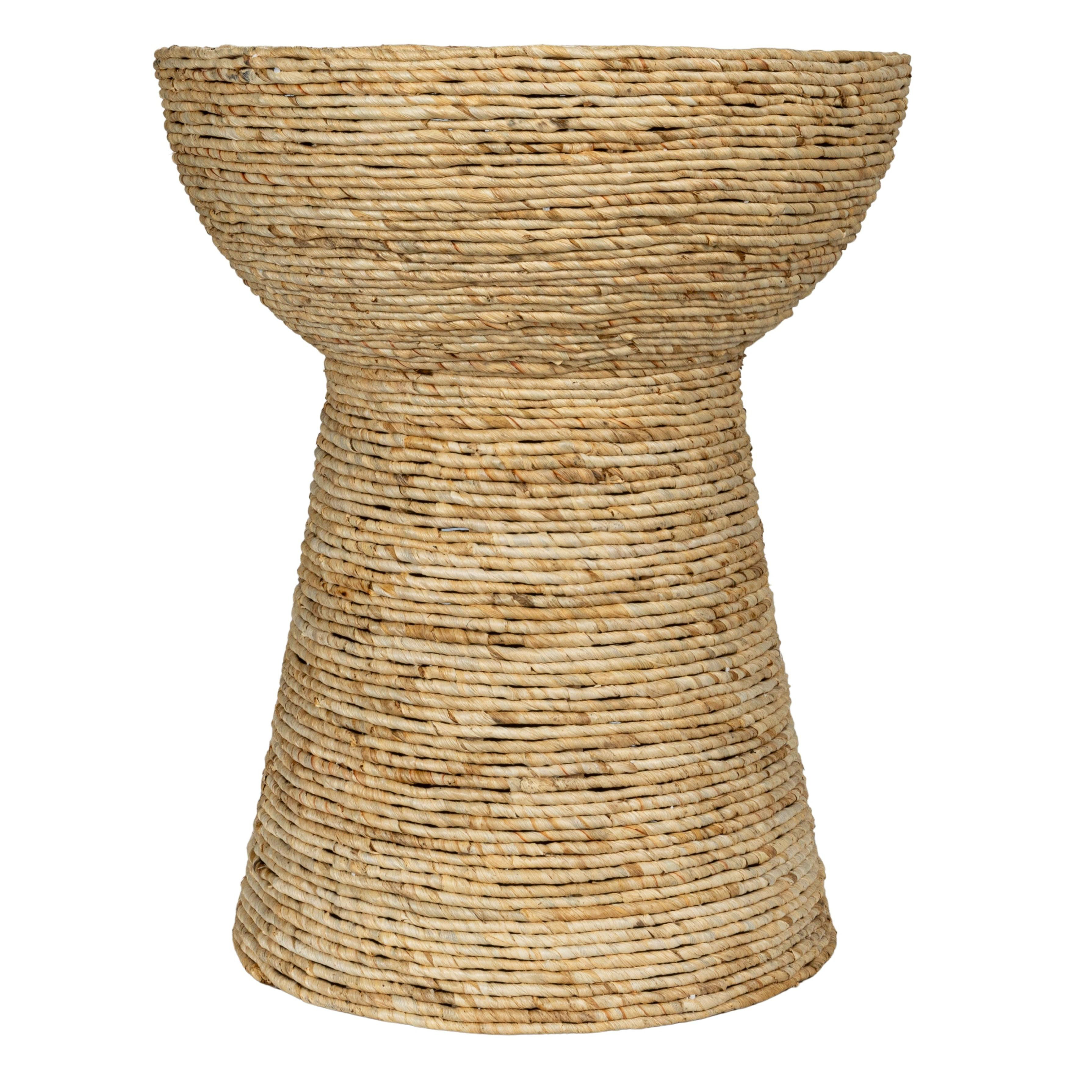 Breakwater Bay Marhill Round Handwoven Corn Rope Side Table & Reviews ...