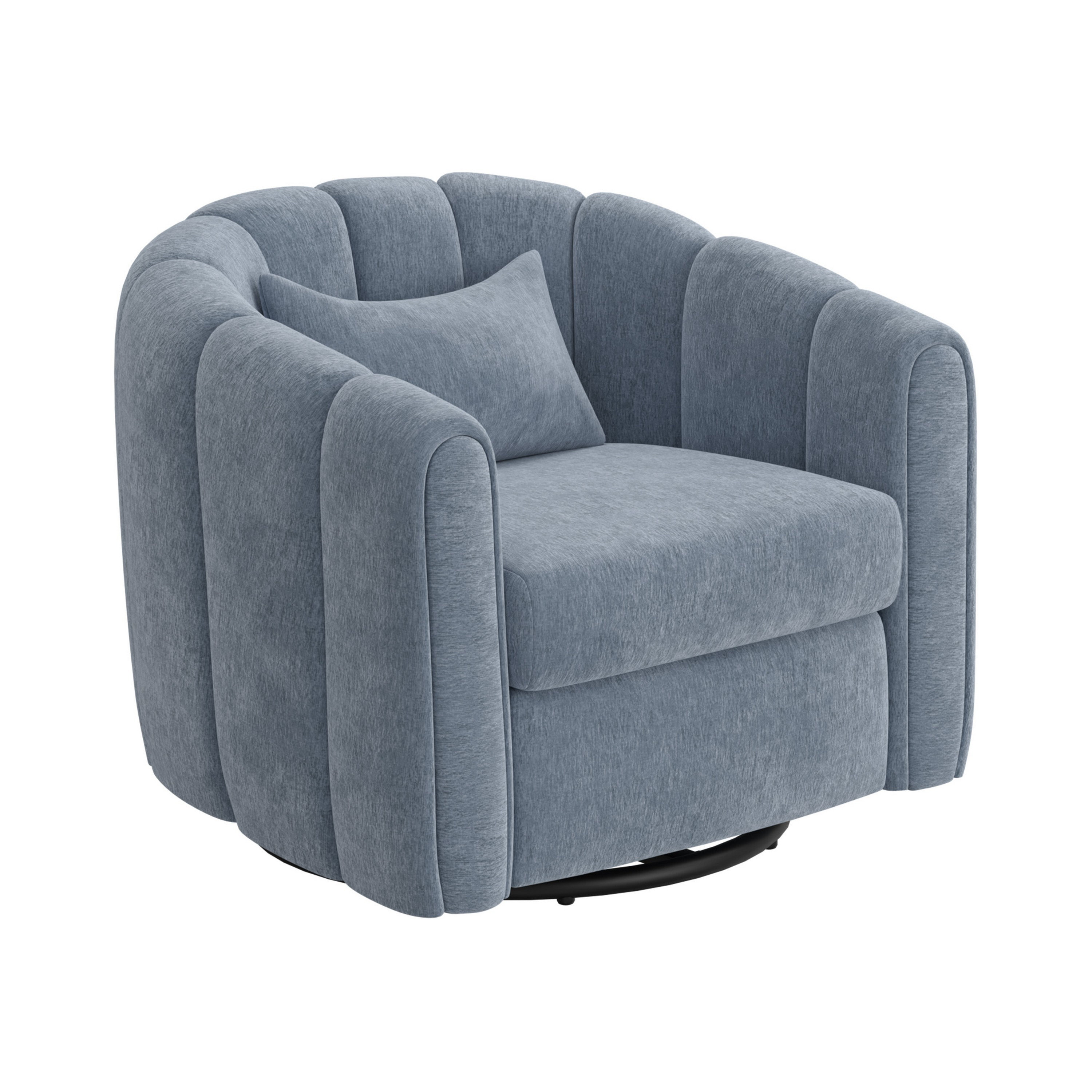 Benjara Vira Swivel Accent Armchair, Fabric, Channel Tufted Back | Wayfair