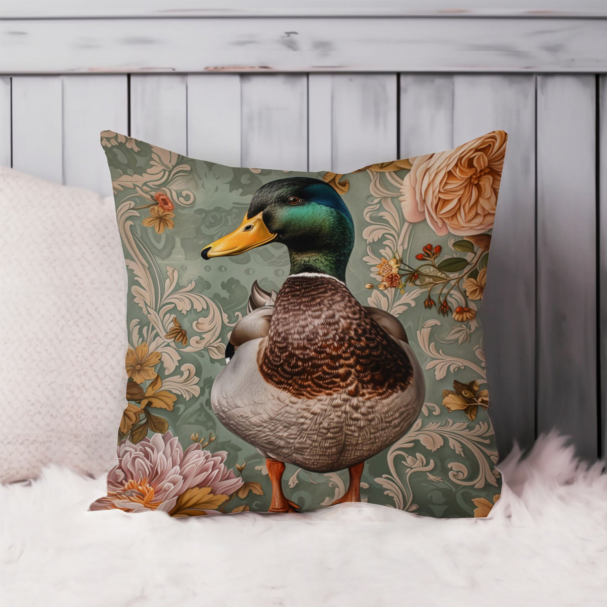 Ethan Taylor Animals William Morris Duck II Cottage Throw Pillow Cover | Wayfair