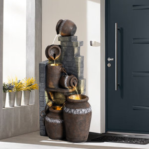 Millwood Pines Dacee Outdoor Weather Resistant Fountain with Light ...