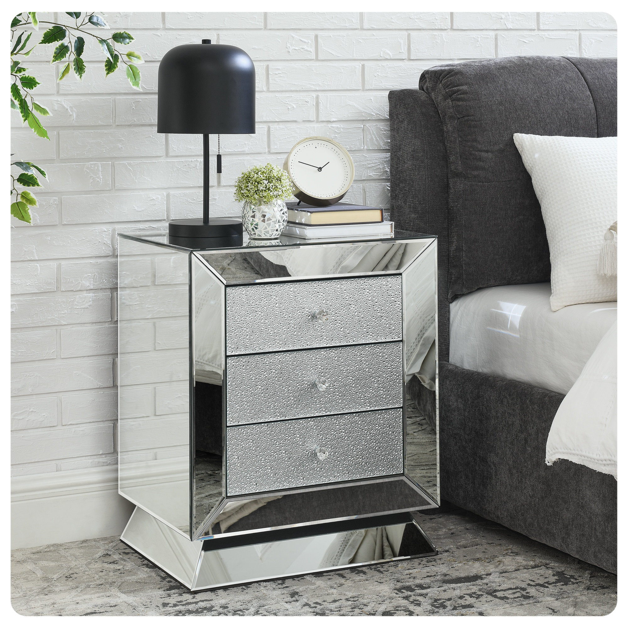 Everly Quinn Hristo Glass Nightstand | Wayfair