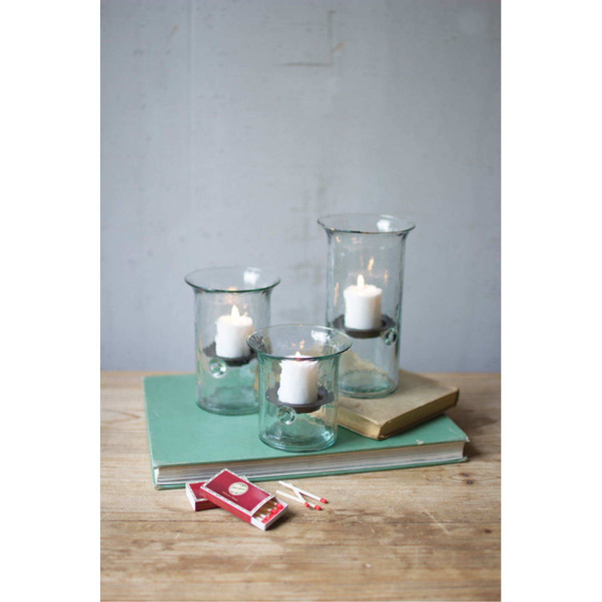 Birch Lane™ Zeppelin 3 Piece Hand-blown Small Glass and Metal Votive ...