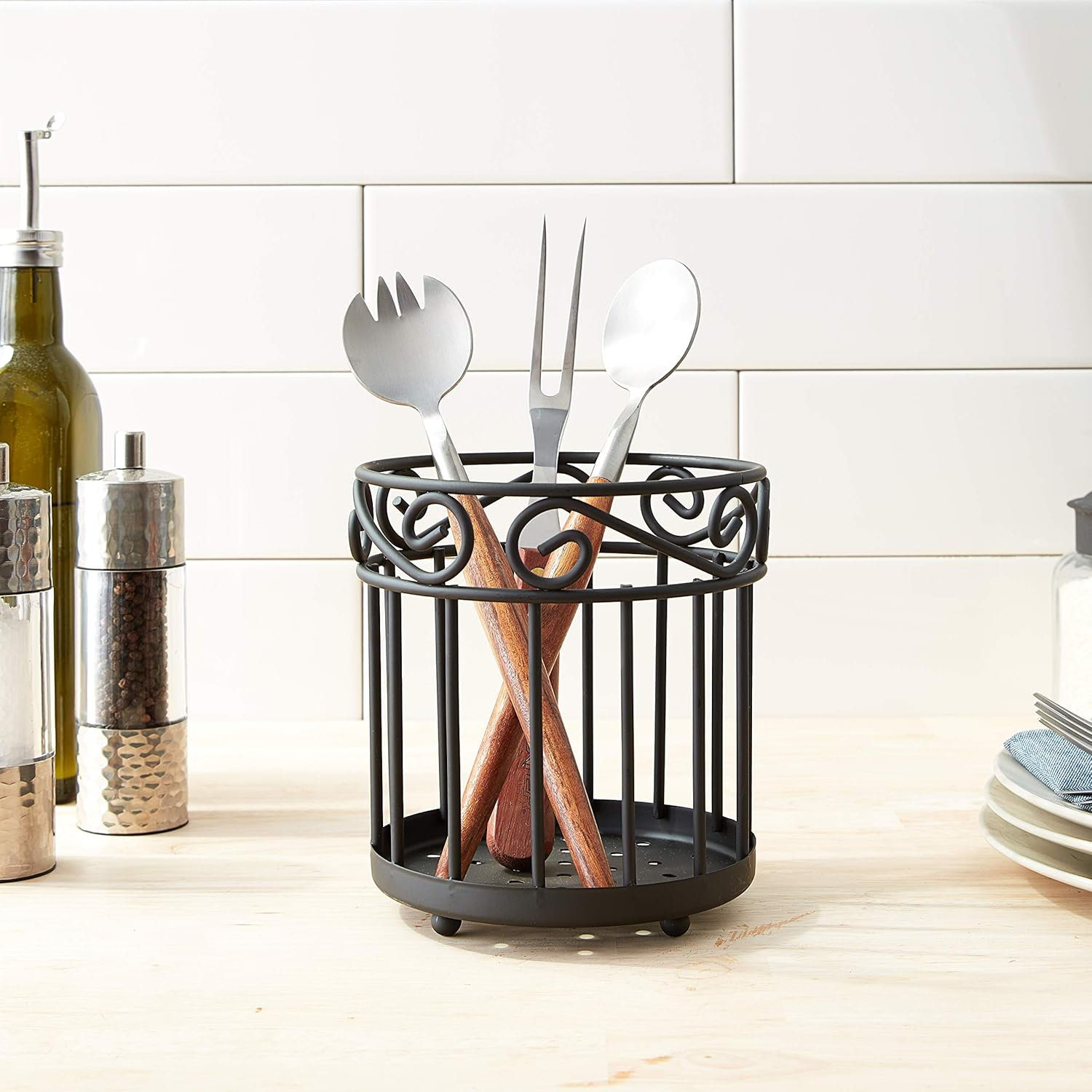 Lark Manor Alloy Steel Round Utensil Crock | Wayfair