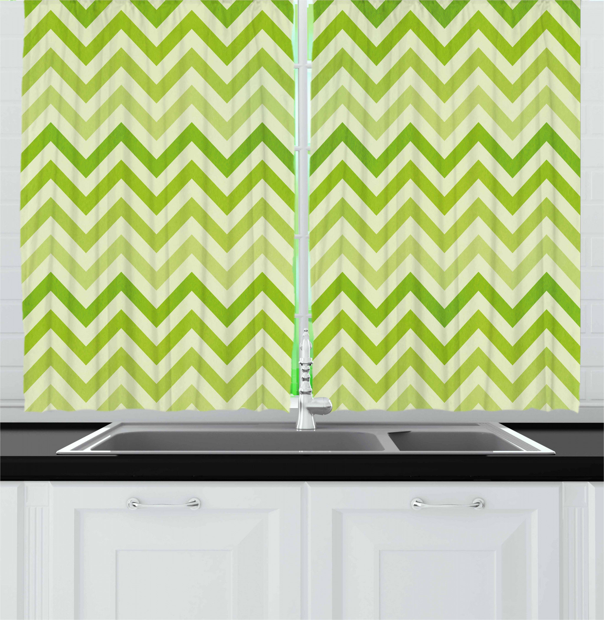 East Urban Home Lime Green Kitchen Curtain | Wayfair
