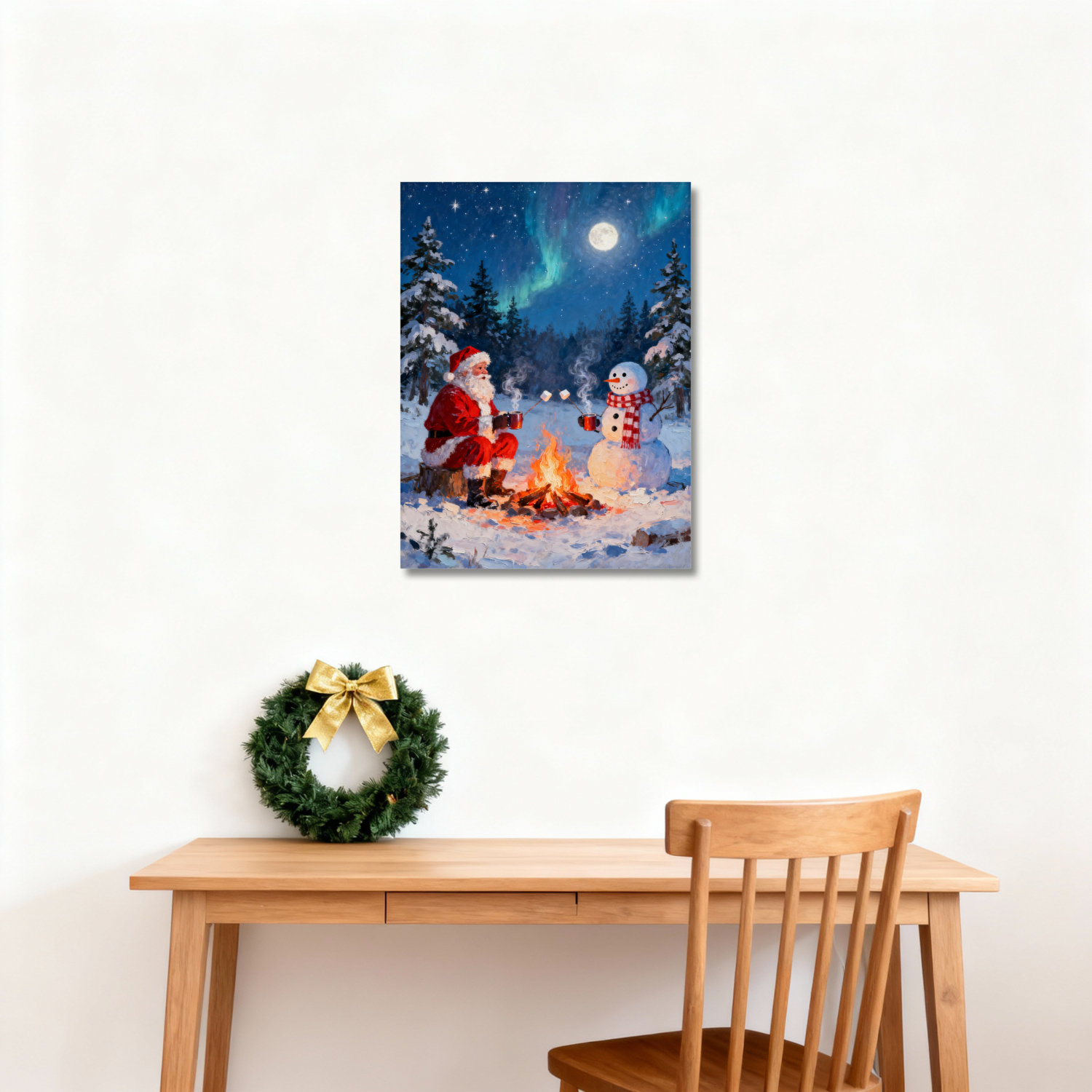 Charlton Home Santa Snowman Firelight Canvas Wall Art - Wayfair Canada