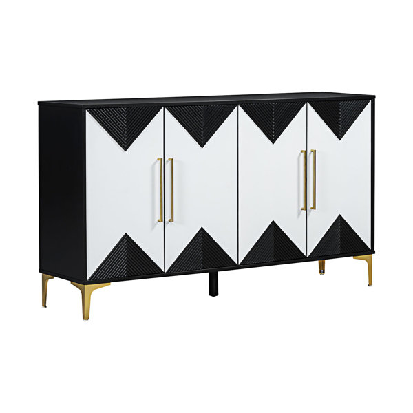 George Oliver Unique Four-Door Cabinet With Two-Tone Triangular Pattern ...