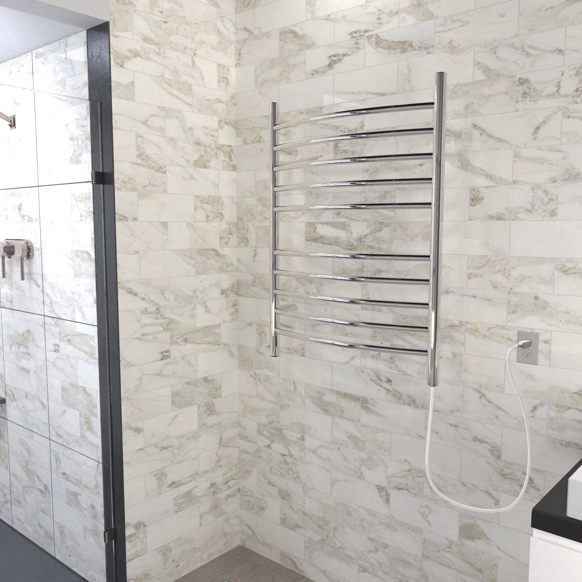 Amba Radiant Wall Mount Curved Heated Towel Bar Plug in & Reviews | Wayfair