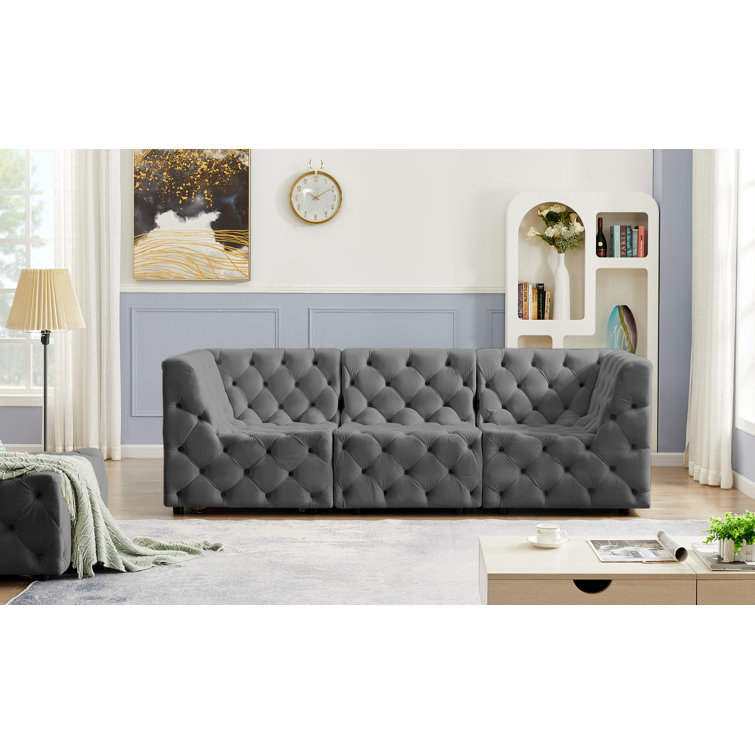 Everly Quinn Klecka 99'' Velvet Sofa - Wayfair Canada