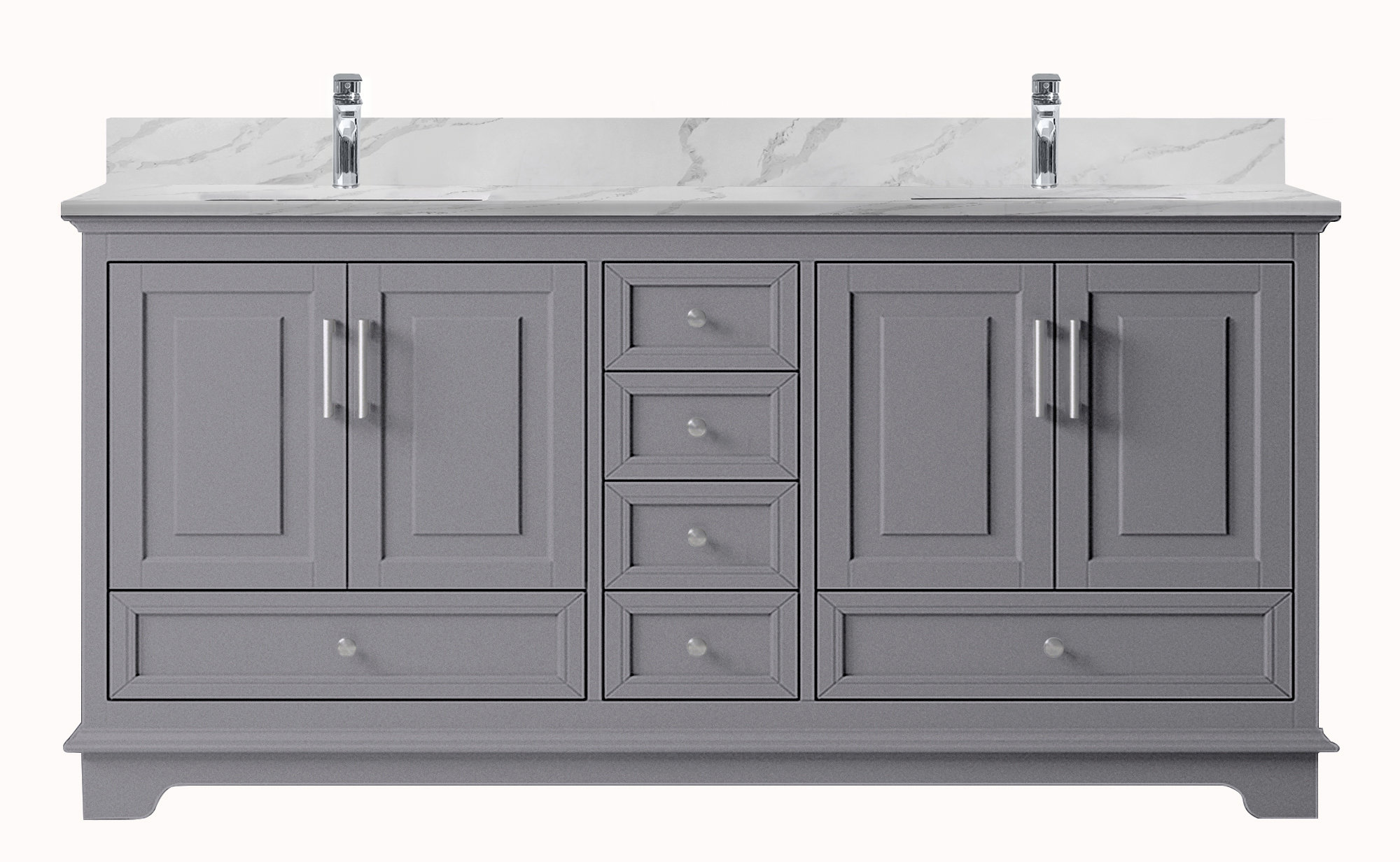 Lark Manor Cianfero 72 Inch Bath Vanity in Quartz Top with Faucet Hole ...