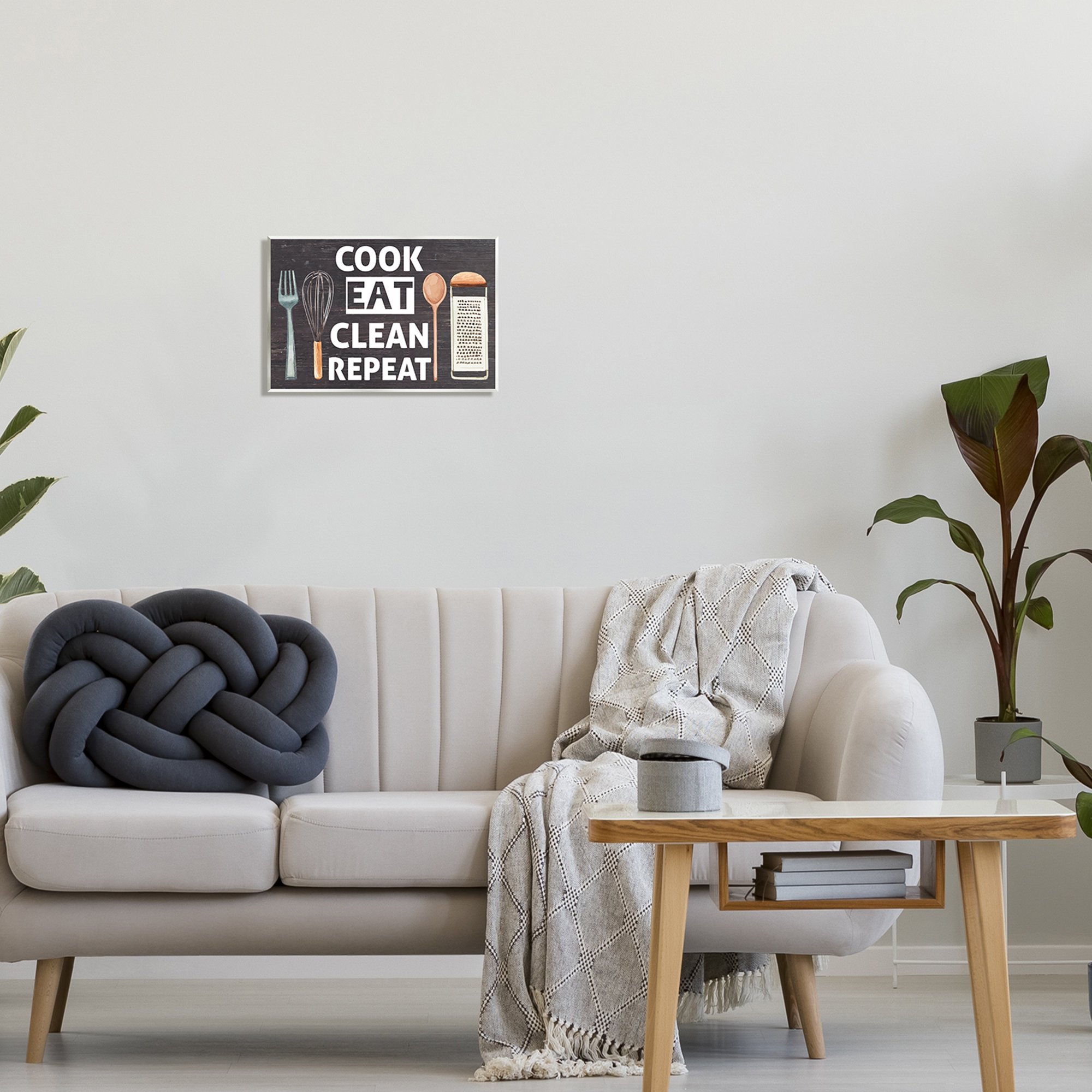 Stupell Industries Cook Eat Clean Repeat Phrase by ND Art Graphic Art ...