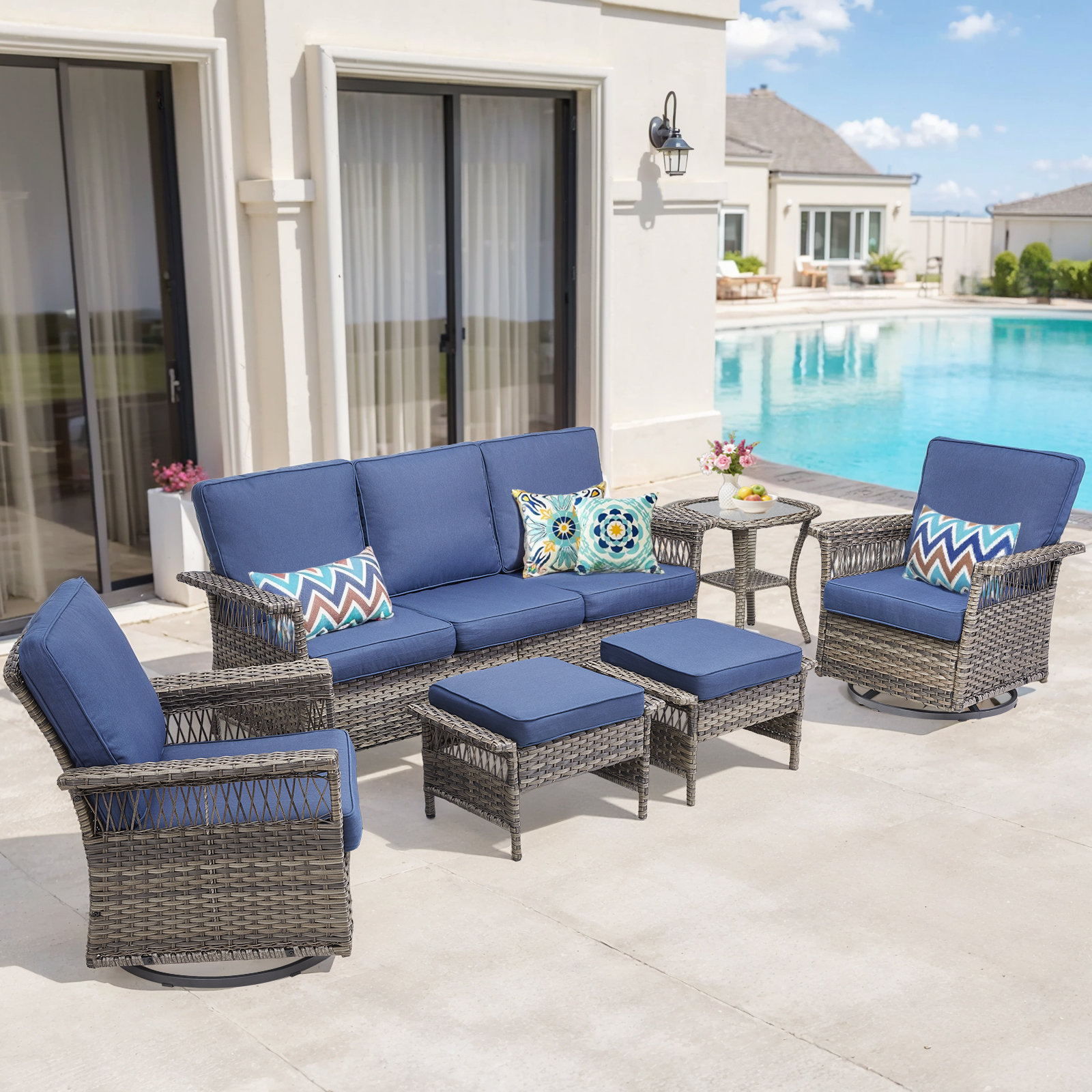 Red Barrel Studio® 6 Piece Rattan Sofa Seating Group With Cushions ...