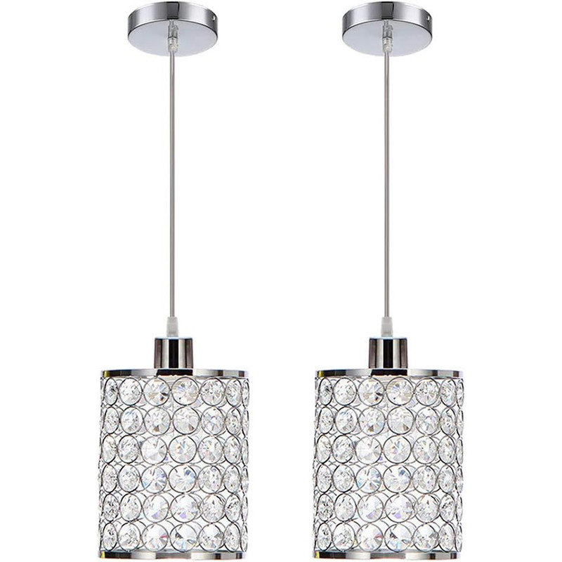 Mercer41 2 Pack Crystal Pendant Lights Kitchen Island,Crystal Pendant ...
