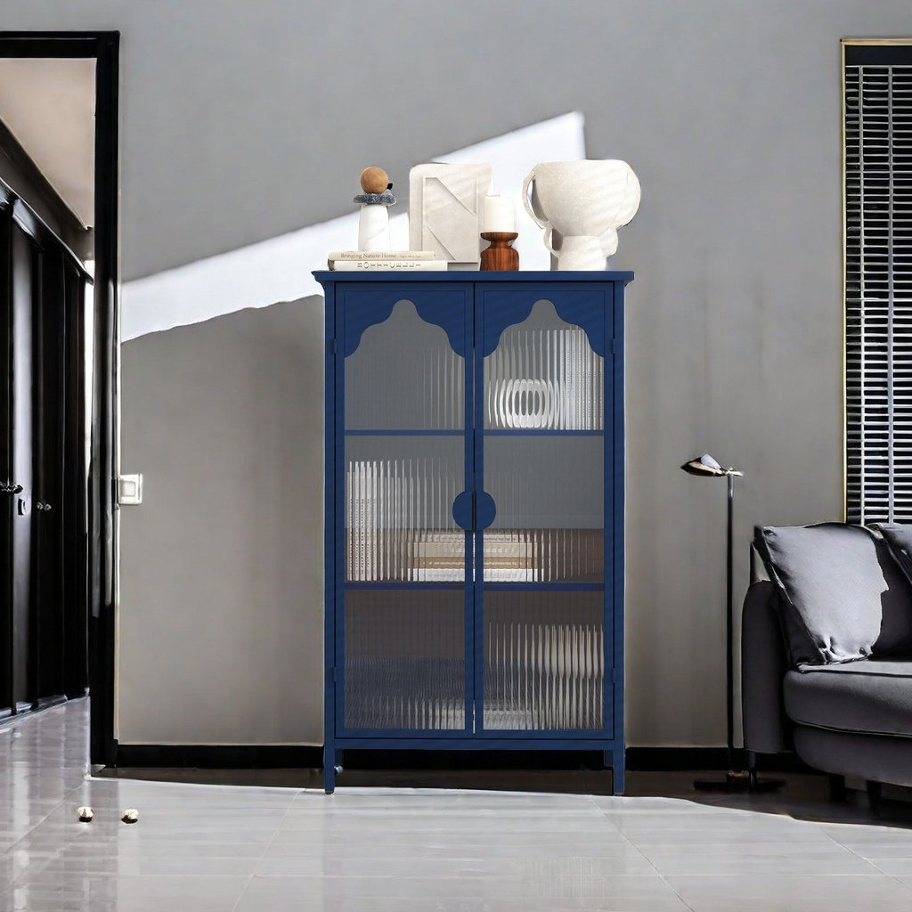 Hokku Designs 2 Doors Metal Storage Cabinet,Display Cabinet With Glass ...