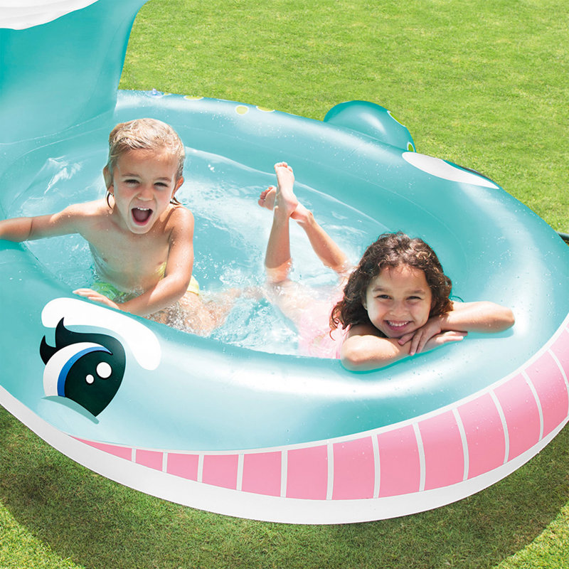Intex 57440EP 79" x 77" x 36" Inflatable Whale Spray Kiddie Pool for ...