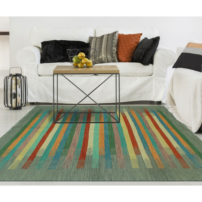 Union Rustic Breckyn Flatweave Wool Striped Rug | Wayfair