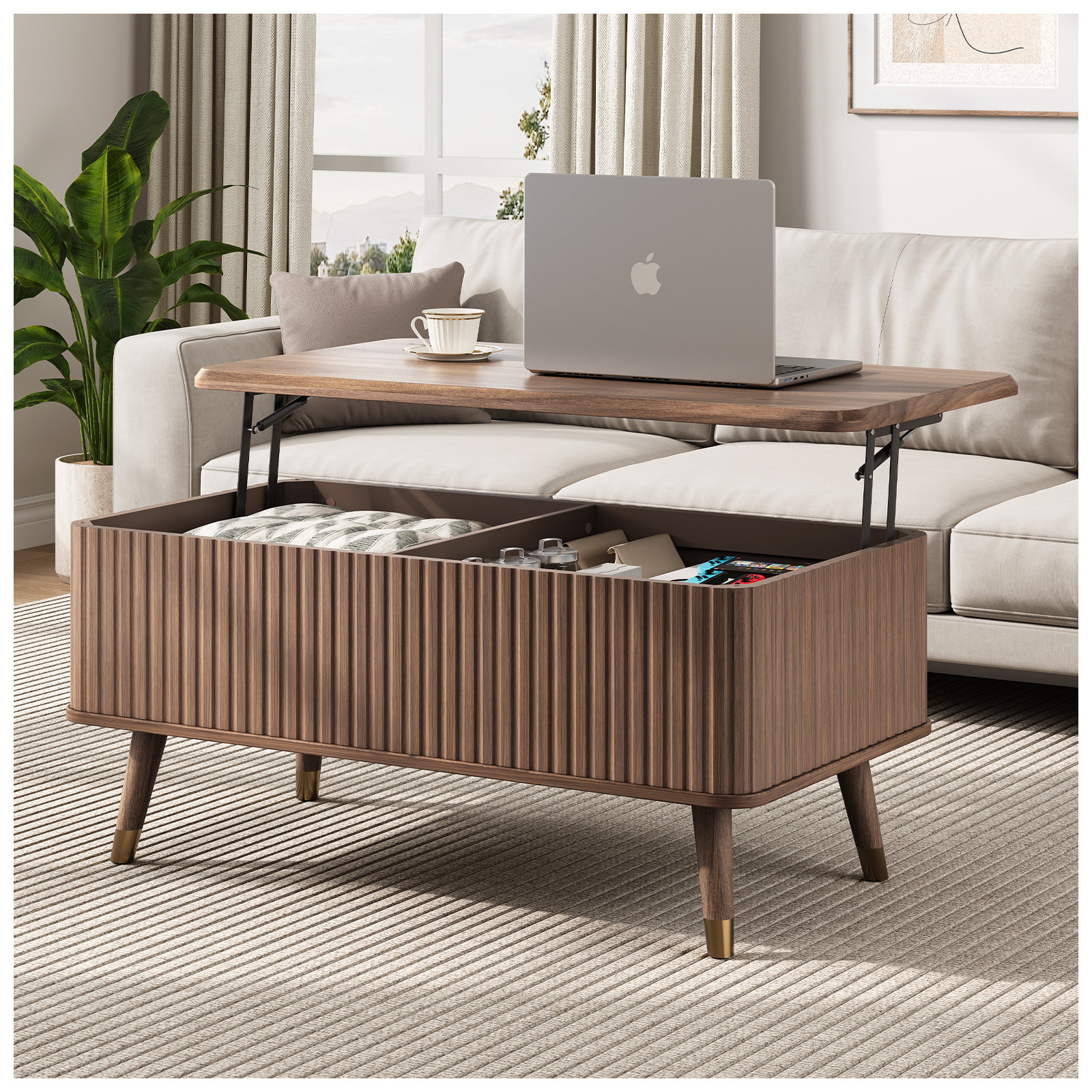 George Oliver Mid Century Modern Lift Top Coffee Table With Storage ...