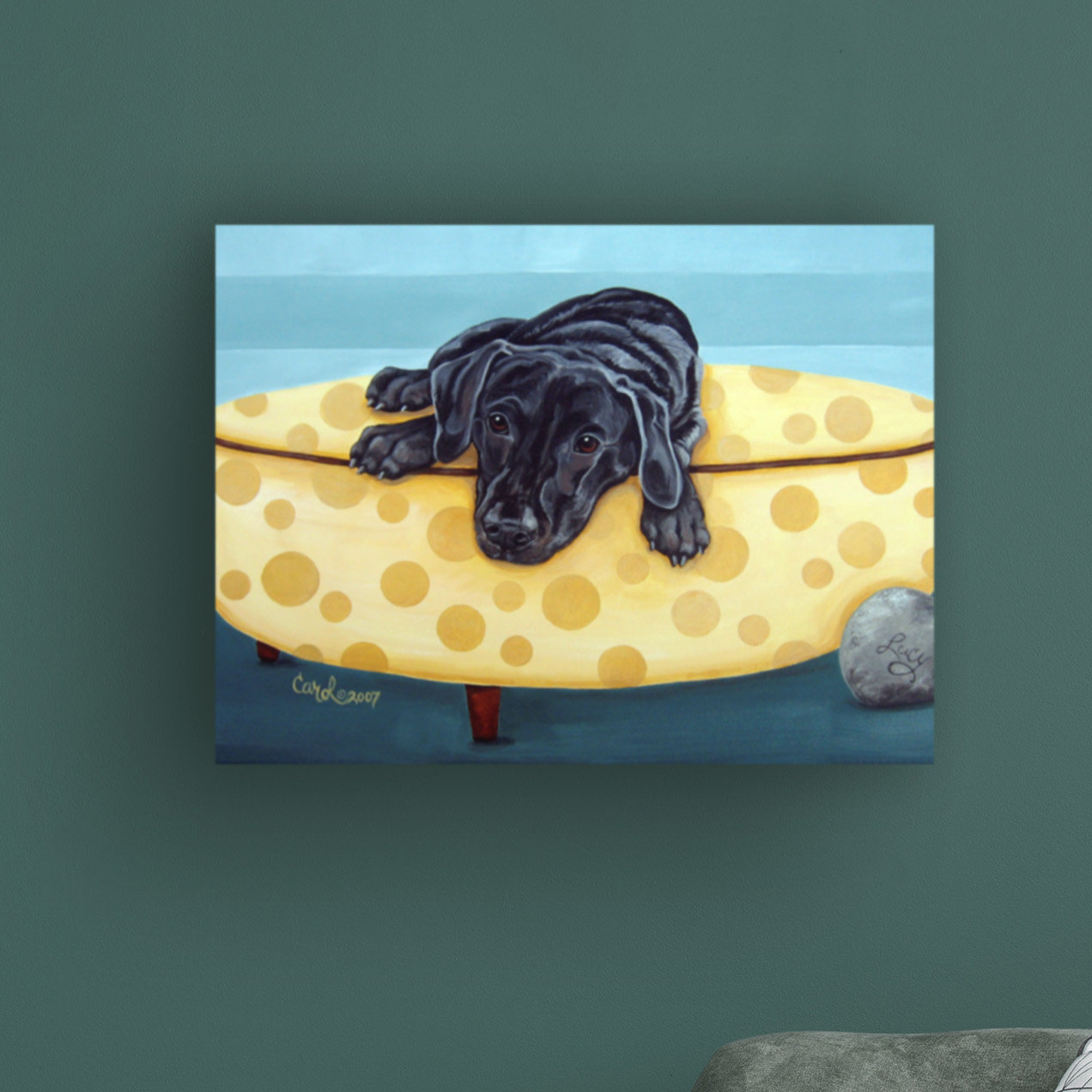 Winston Porter Lab on Yellow by Carol Dillon - Wrapped Canvas Graphic ...