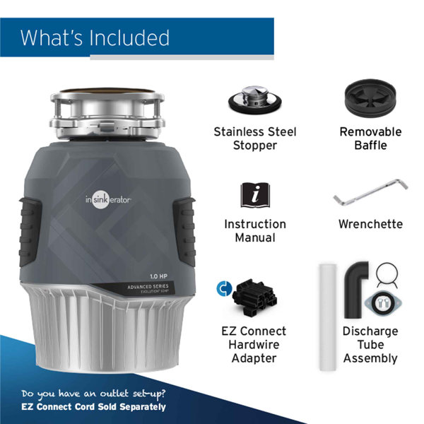 InSinkErator Evolution 1HP, 1 HP Garbage Disposal, Advanced Series EZ ...