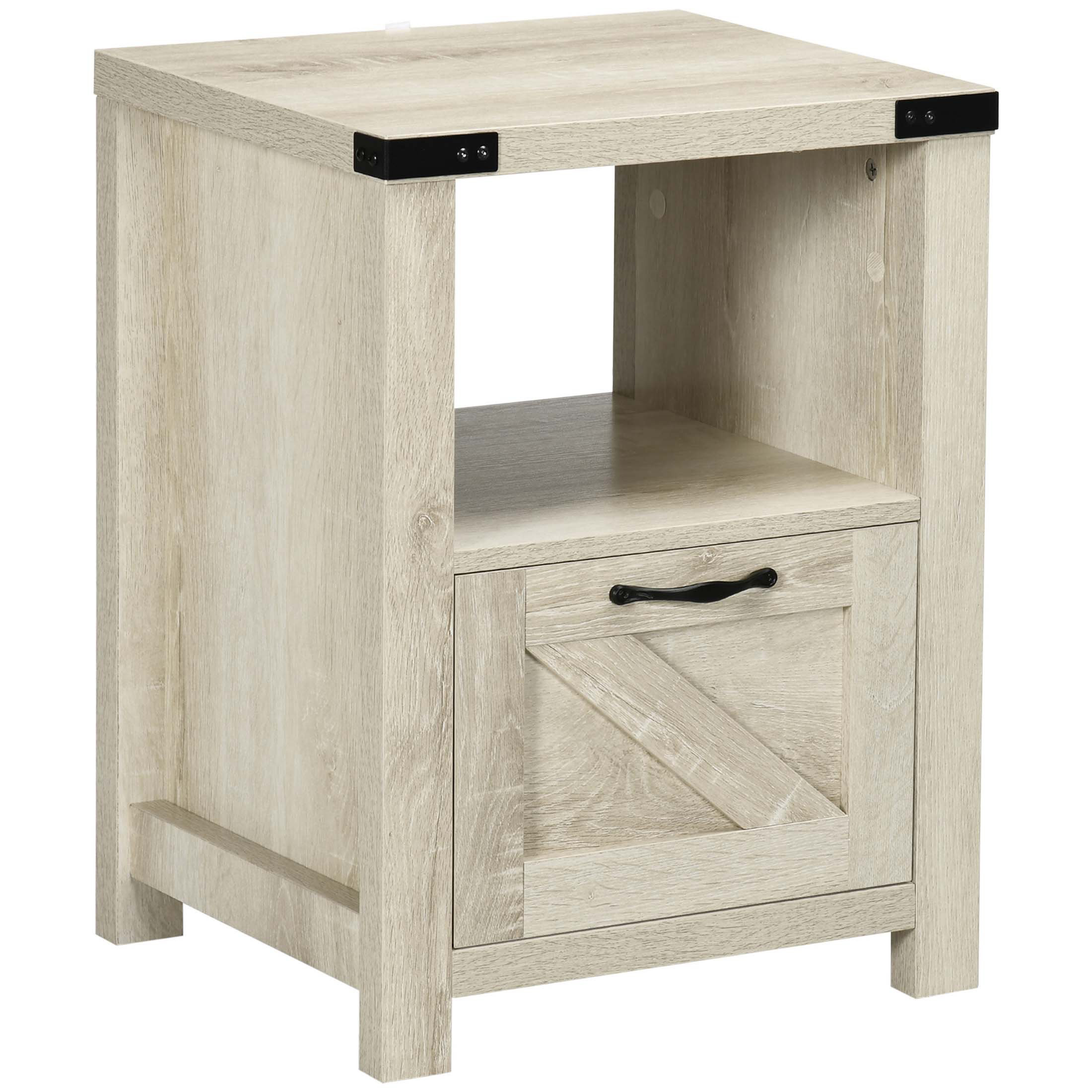 Ophelia & Co. Farmhouse Style End Table with Storage Drawer and Open ...