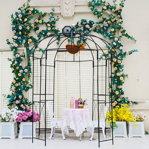 Scendor 9ft High X 6.8ft Wide Garden Arch Arbor French Style Birdcage ...