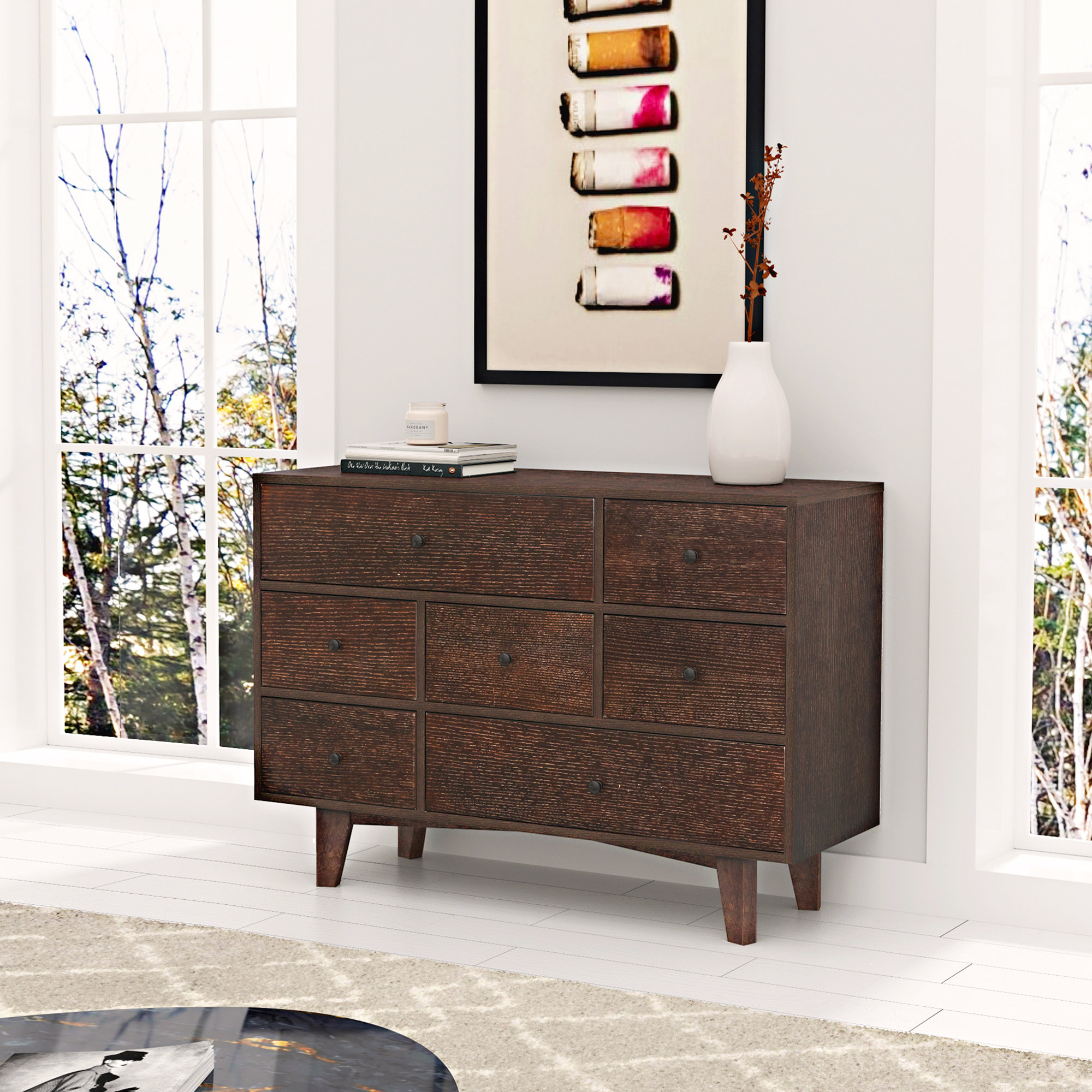 George Oliver Solid Wood Spray-Painted Drawer Dresser Bar,Buffet Tableware Cabinet Lockers ...
