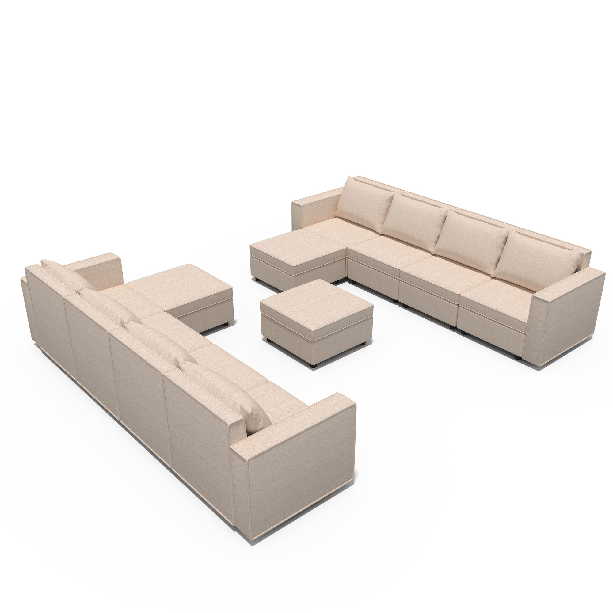 Ebern Designs Weimer 11 Piece Upholstered Modular Sectional Sofa With ...