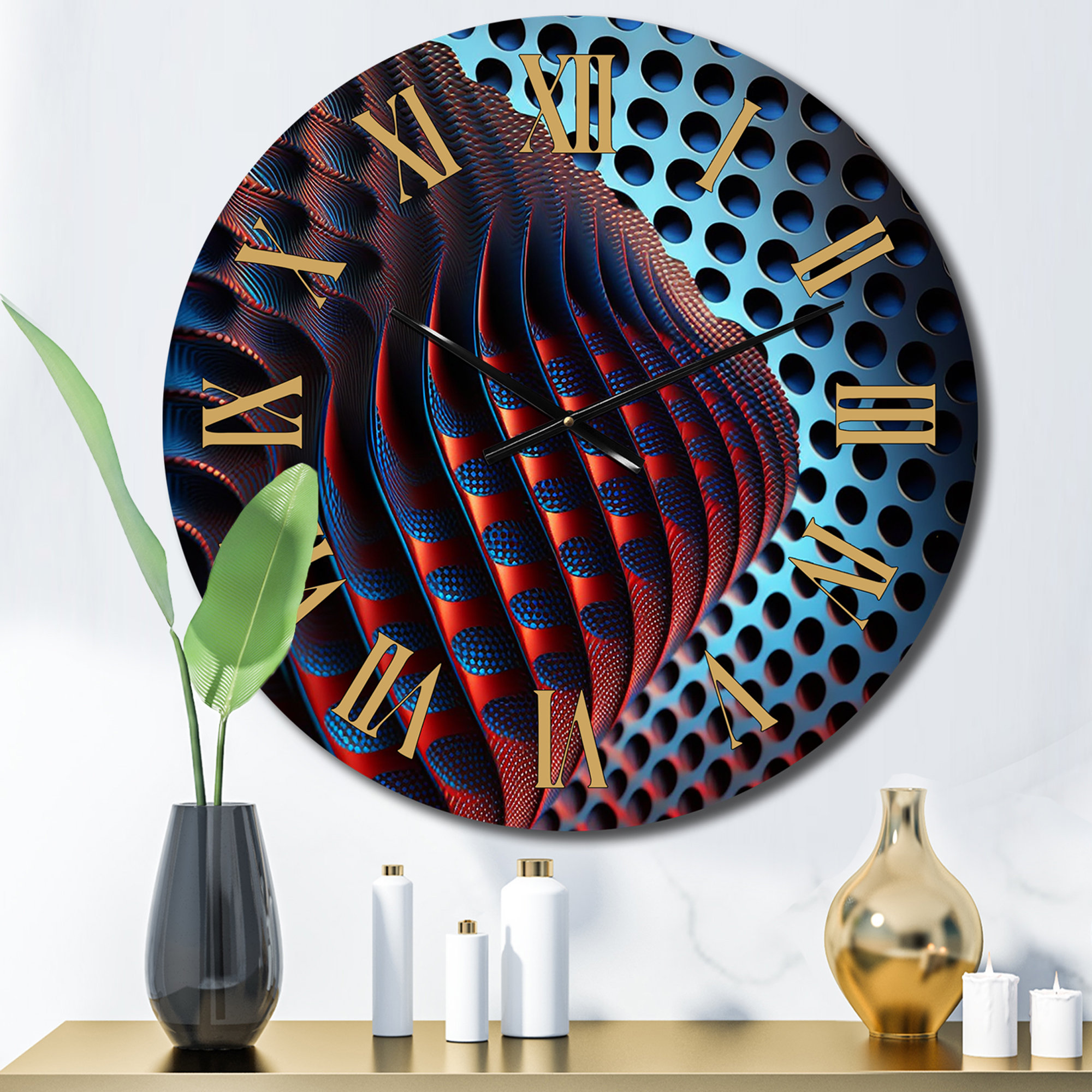 DesignArt Portals Moire Matrix In Red And Blue III - Modern Geometric ...
