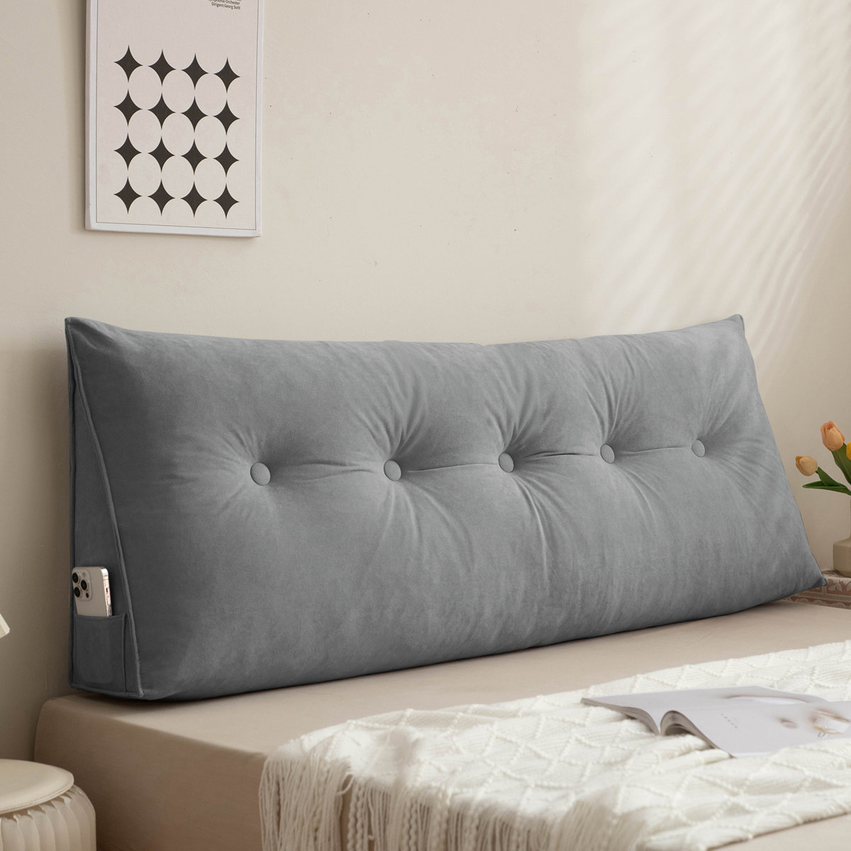 ANMINY Triangle Headboard Pillow Wedge Backrest Cushion For Bed ...