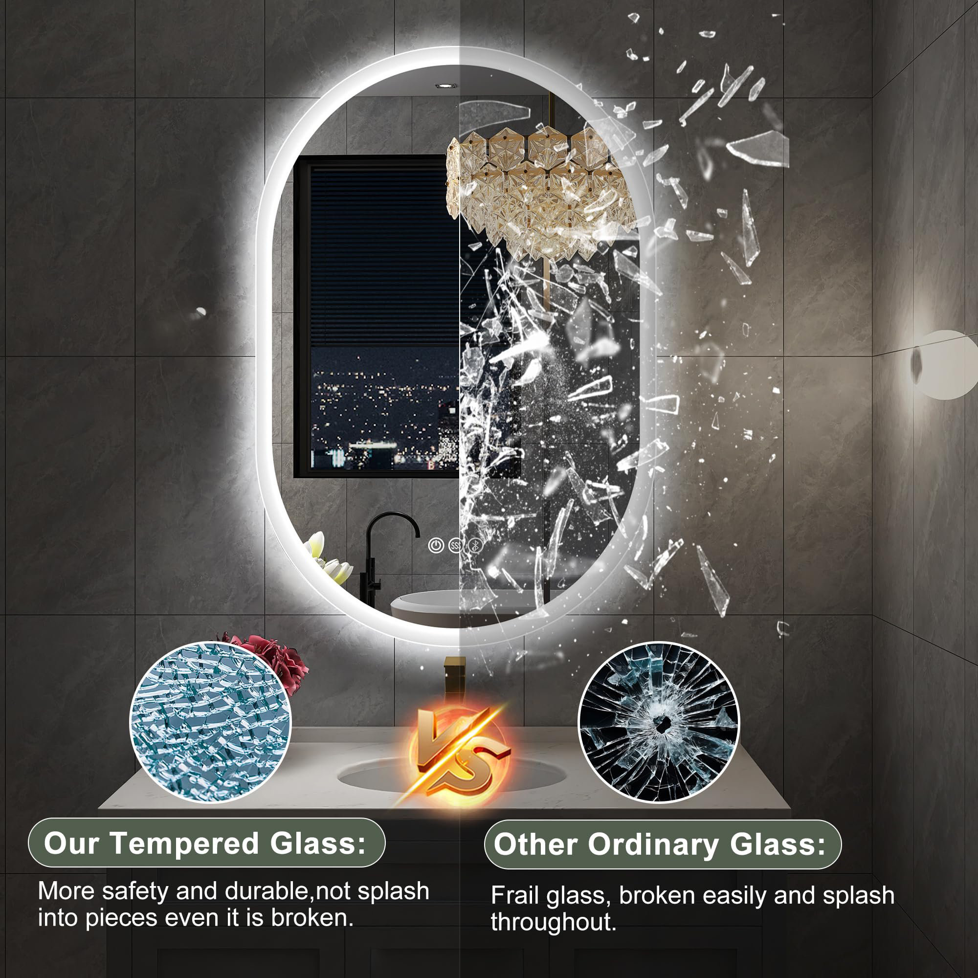 Ivy Bronx Smart 24X36 Oval LED Bathroom Mirror With Anti-Fog Tech ...
