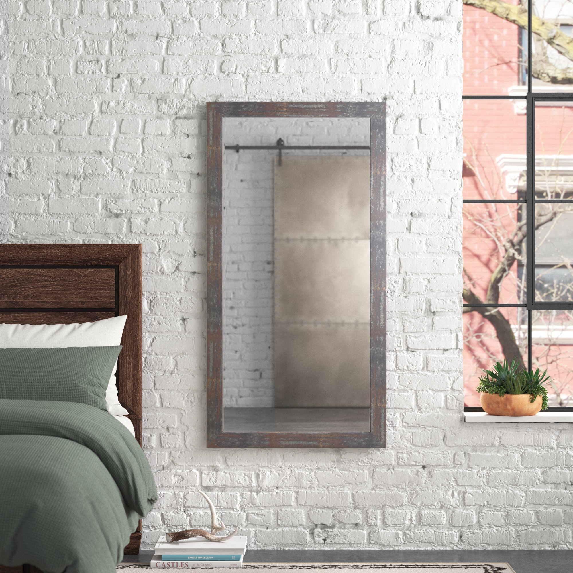 Steelside™ Wimberley Industrial Distressed Accent Mirror & Reviews ...
