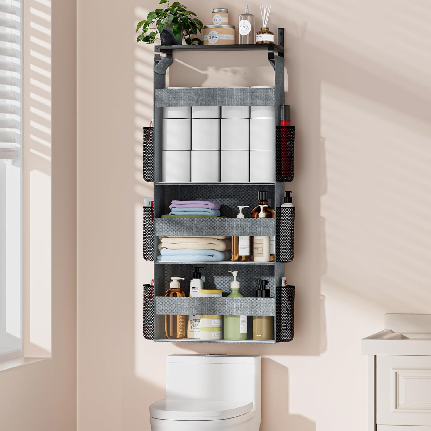 Rebrilliant Bathroom Shelves Over Toilet, 4-Tier Bathroom Organizers ...
