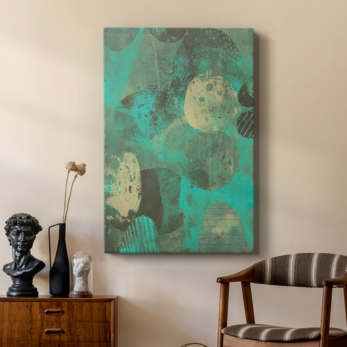 Latitude Run® Minty Green Orbs I -Custom Wrapped Gallery Cavas ...