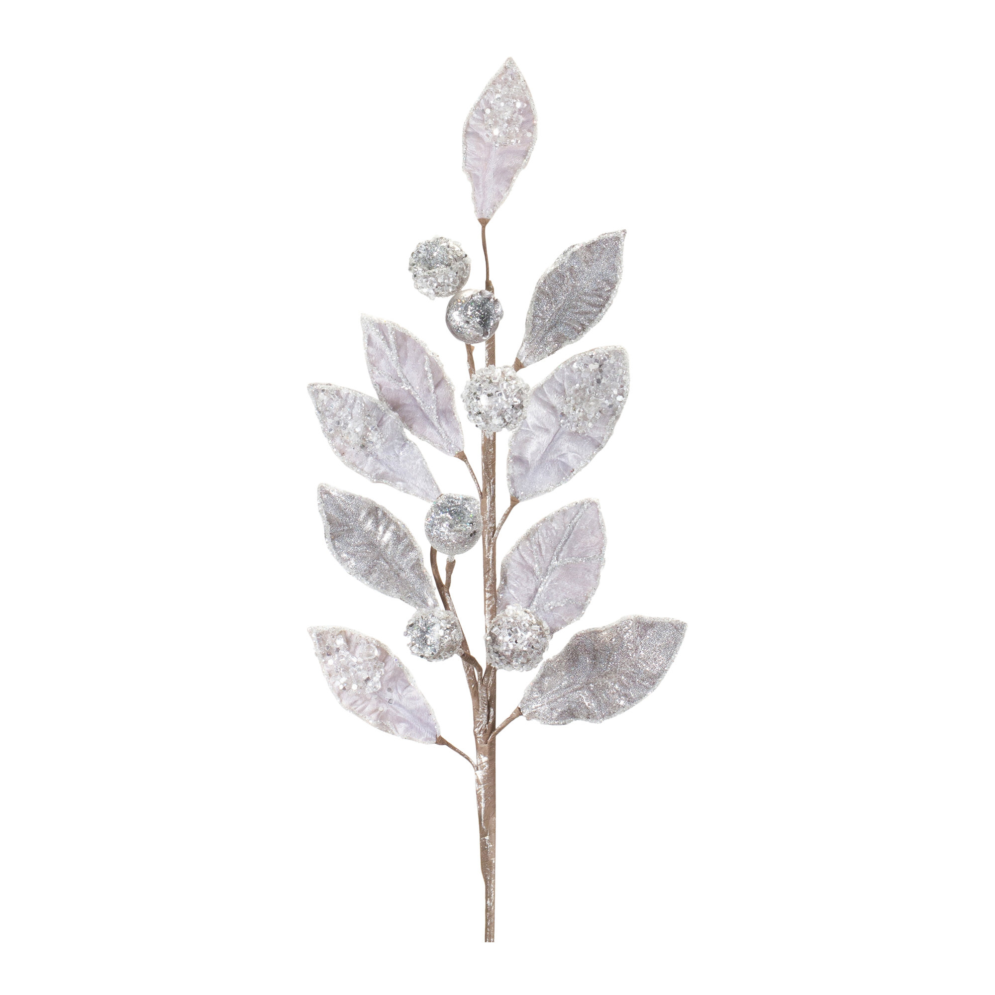 House of Hampton® Glittered Pod Leaf Spray (Set of 2) | Wayfair