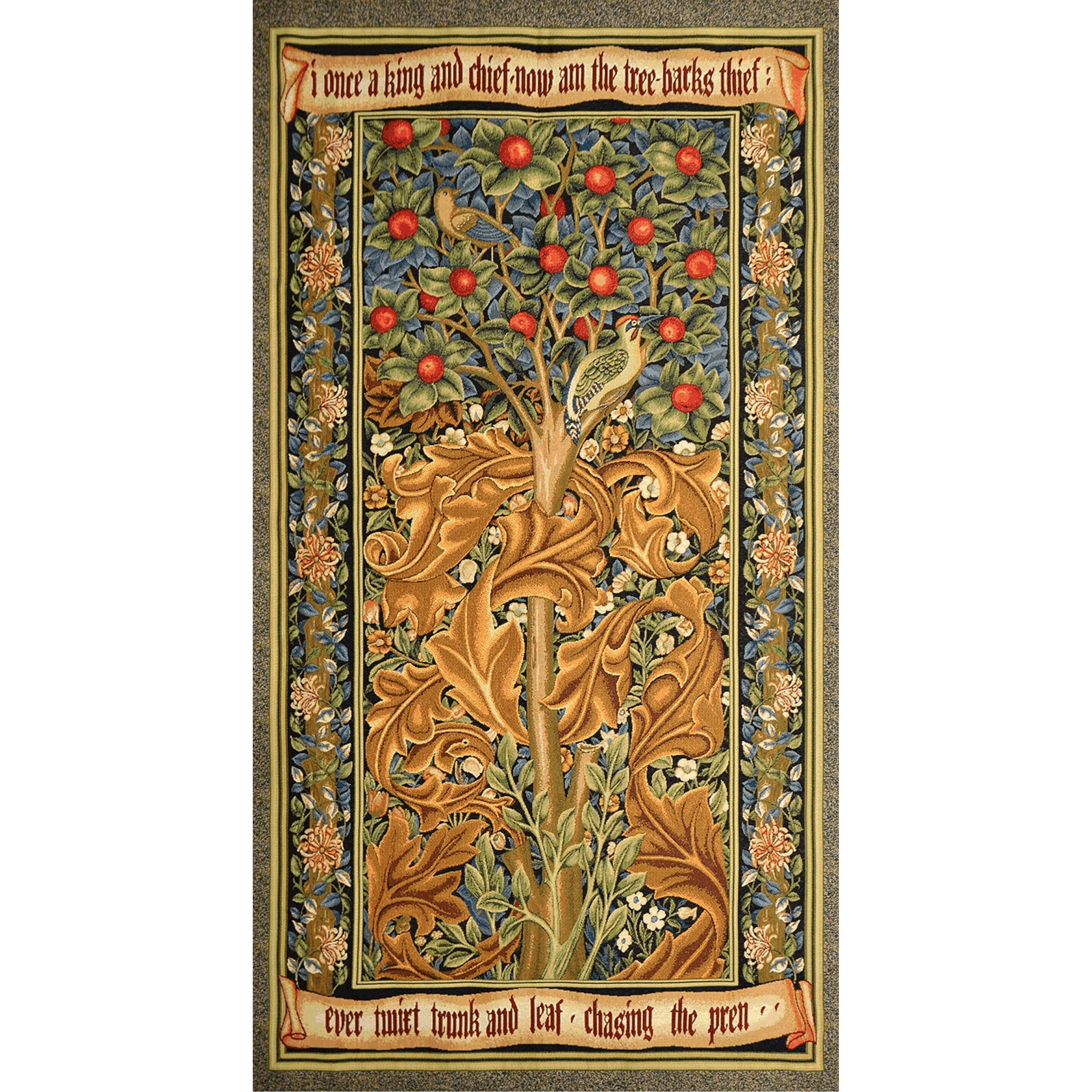 Medieval Wall Tapestry Polyester Woodpecker & Tree of Life Tapestry ...
