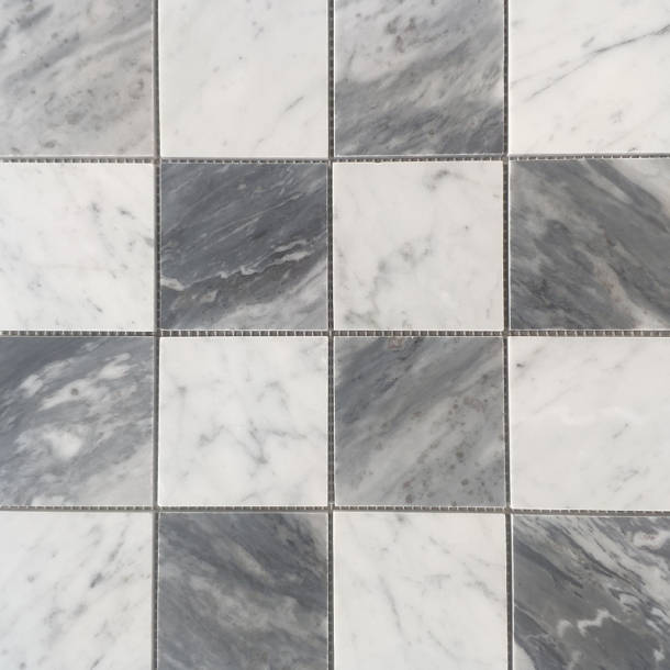 Marble Online 12" x 12" Marble Grid Mosaic Wall & Floor Tile | Wayfair