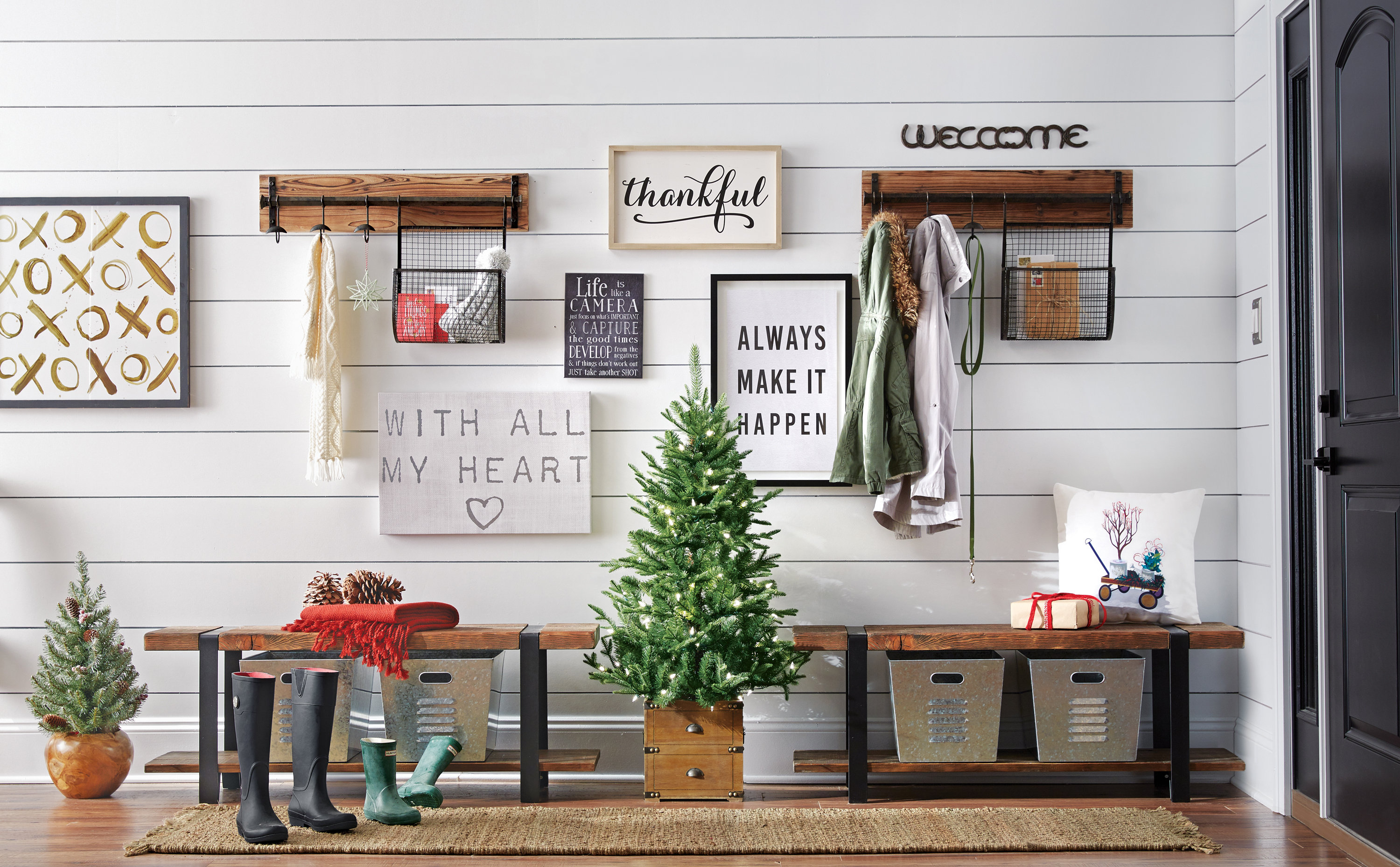 Steelside™ Alezzi 48" Wide Rustic Industrial Solid Wood and Metal Frame ...