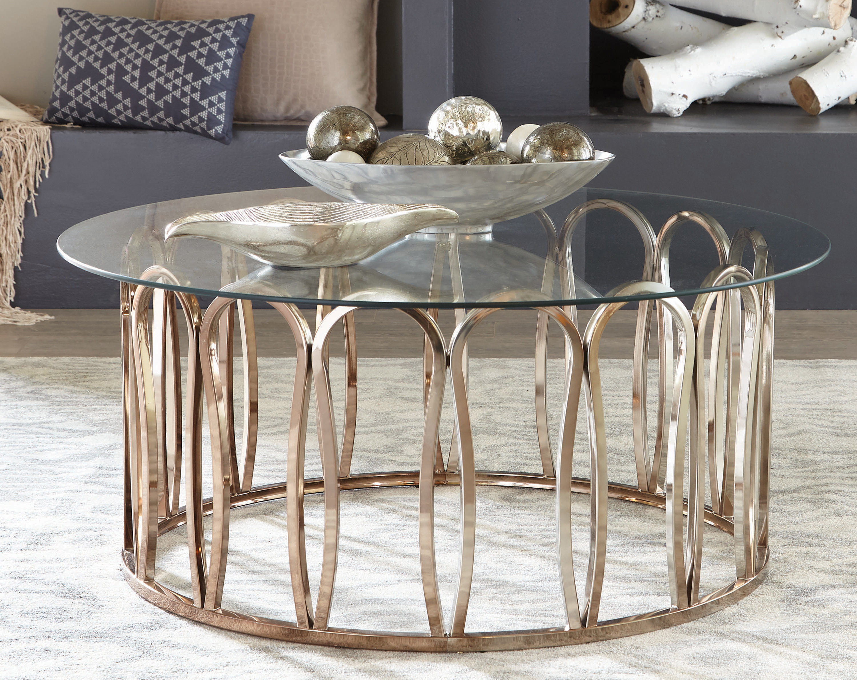 Mercer41 Round Coffee Table Chocolate Chrome And Clear - Wayfair Canada